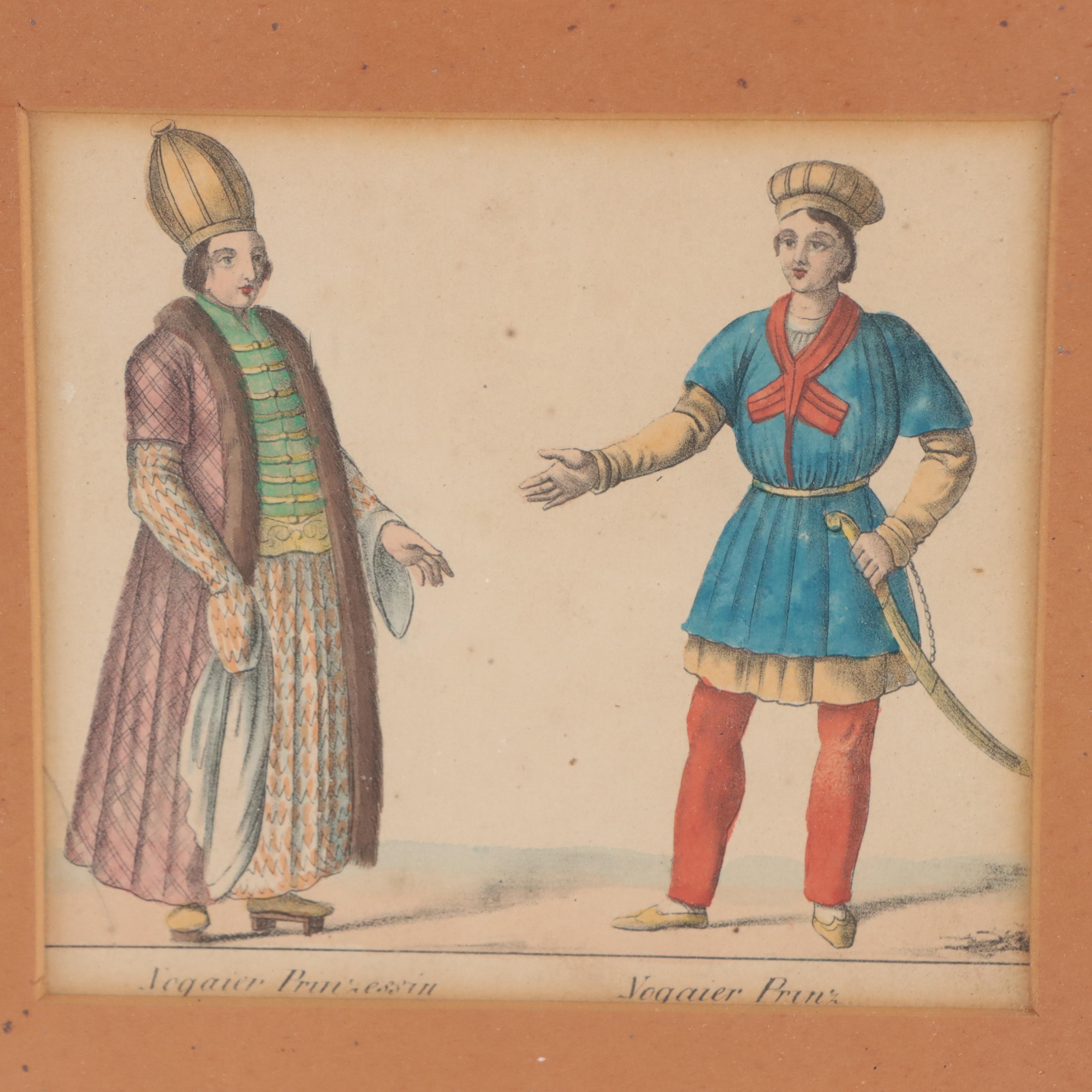 Hand-Colored German Lithographs of Figures and Rituals, 19th Century | EBTH