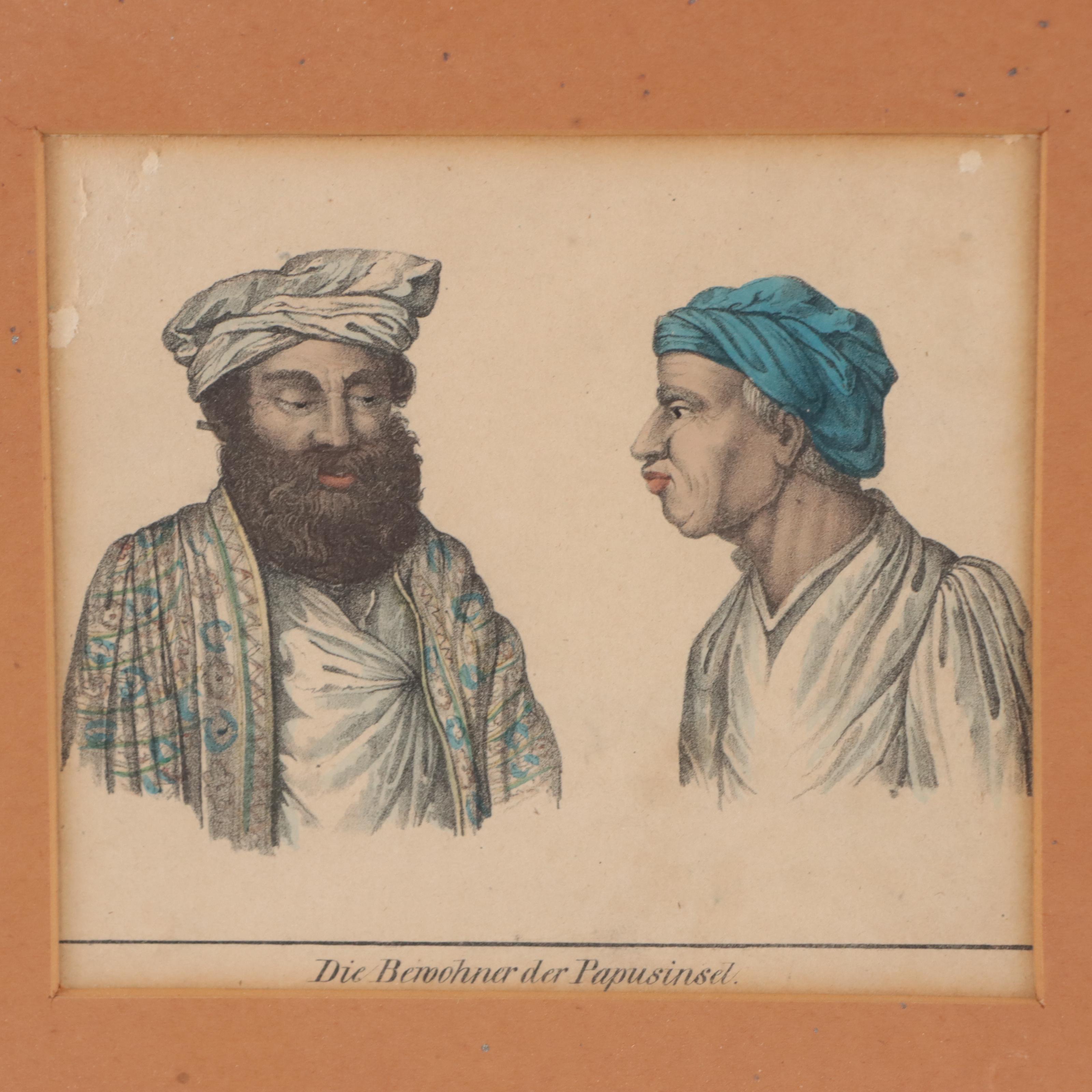 Hand-Colored German Lithographs of Figures and Rituals, 19th Century | EBTH