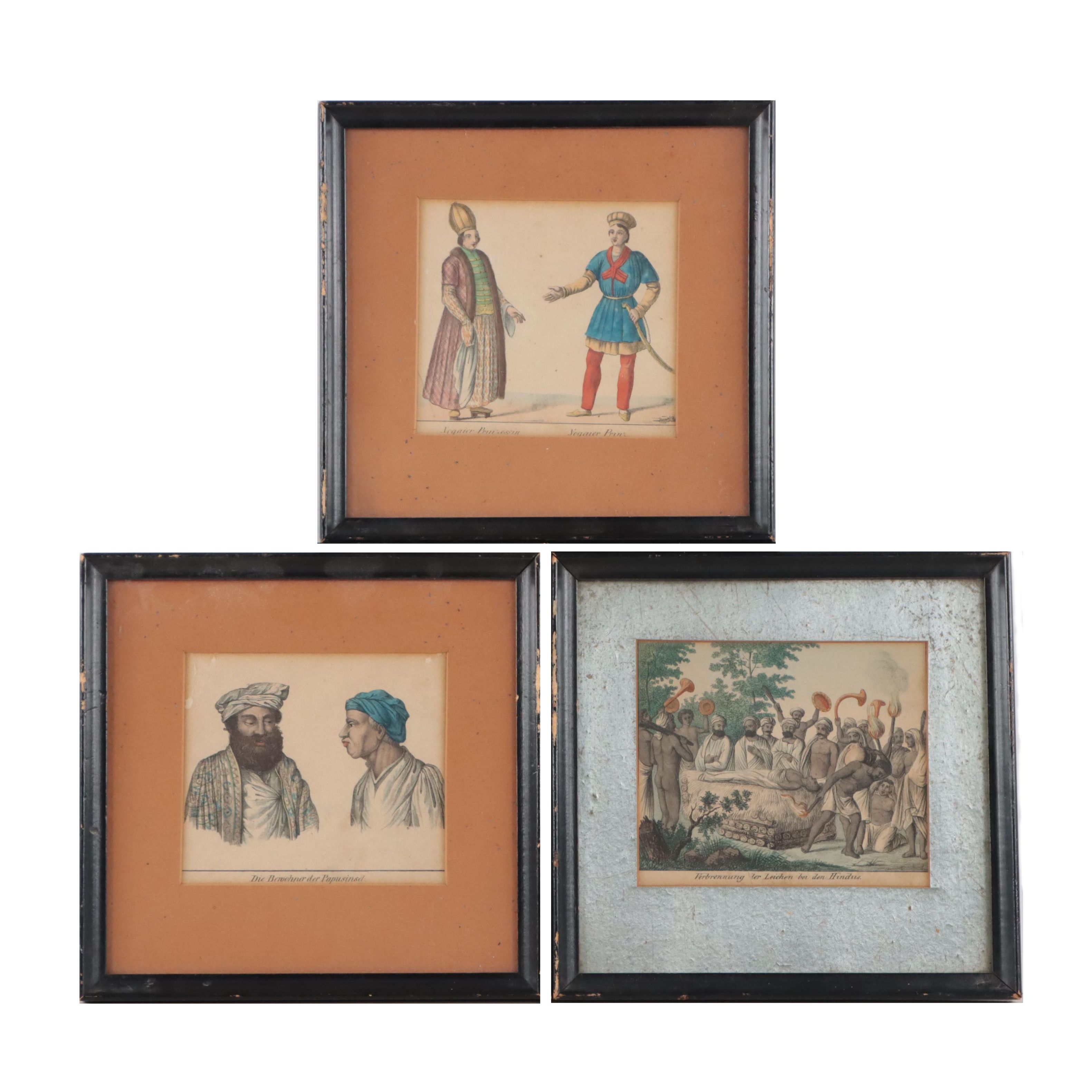 Hand-Colored German Lithographs of Figures and Rituals, 19th Century | EBTH