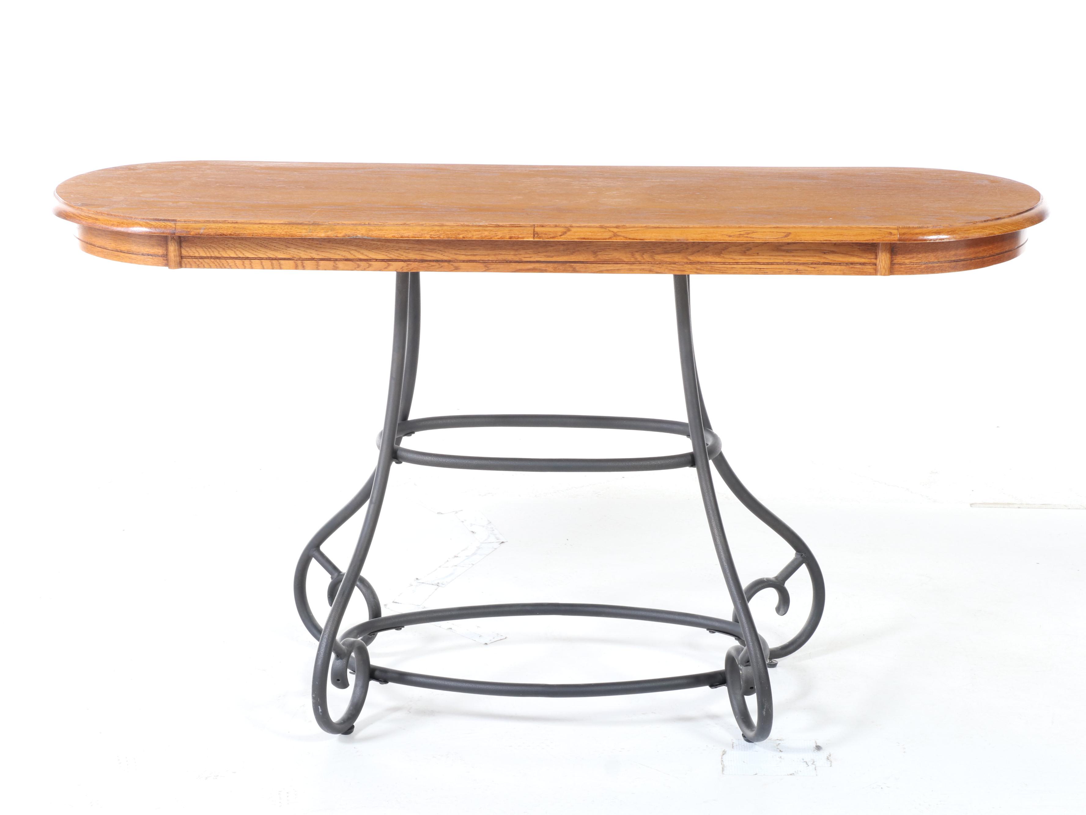Oak and Tubular Metal Console Table | EBTH