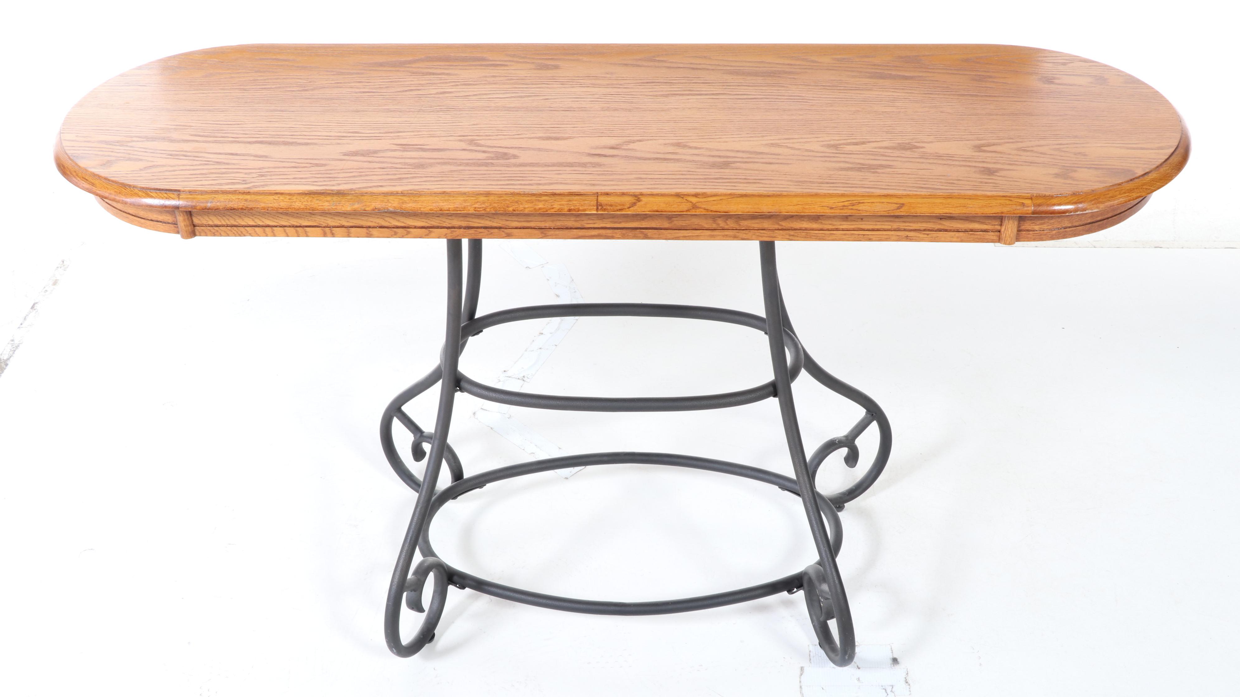 Oak and Tubular Metal Console Table | EBTH