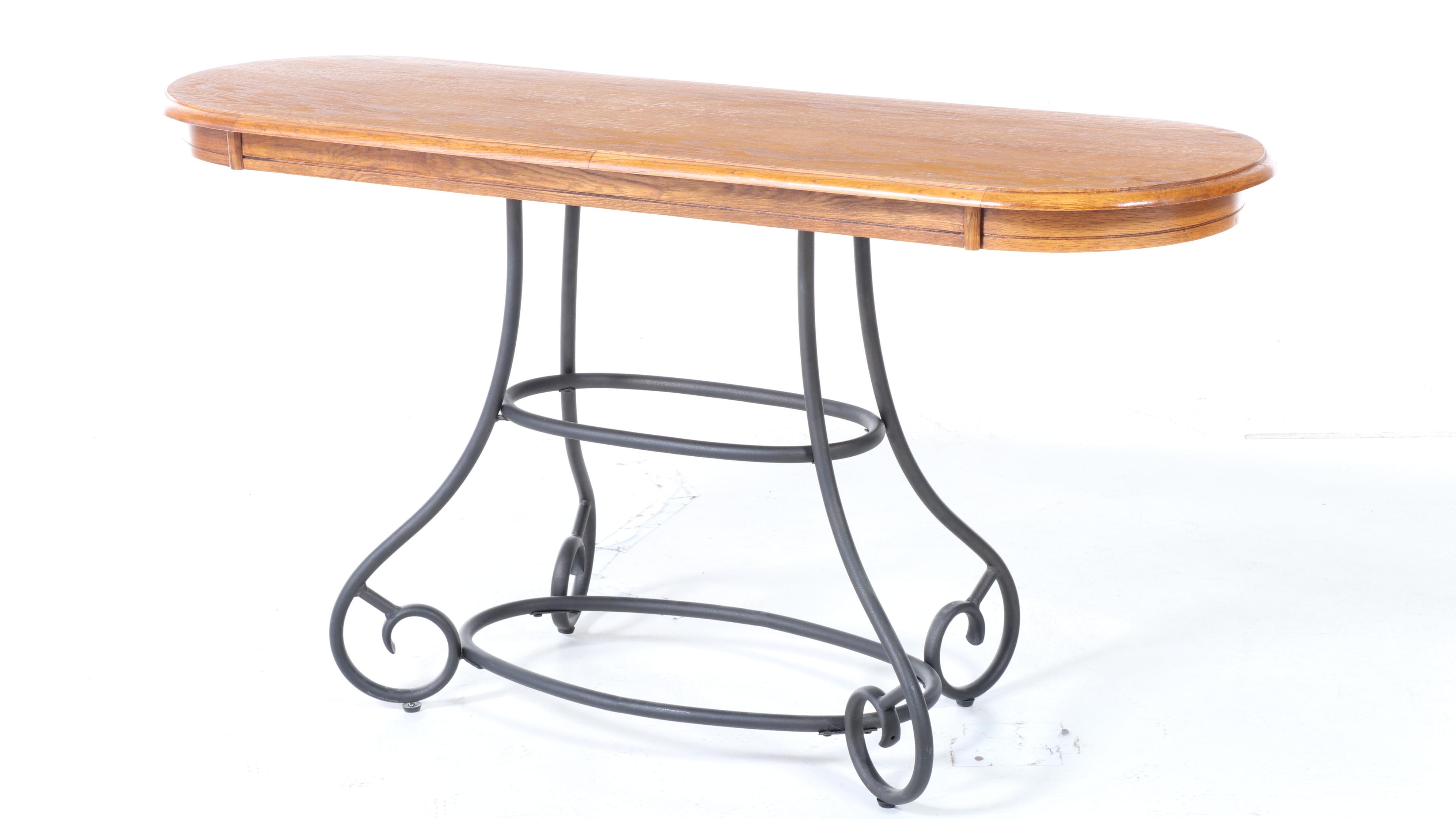 Oak and Tubular Metal Console Table | EBTH