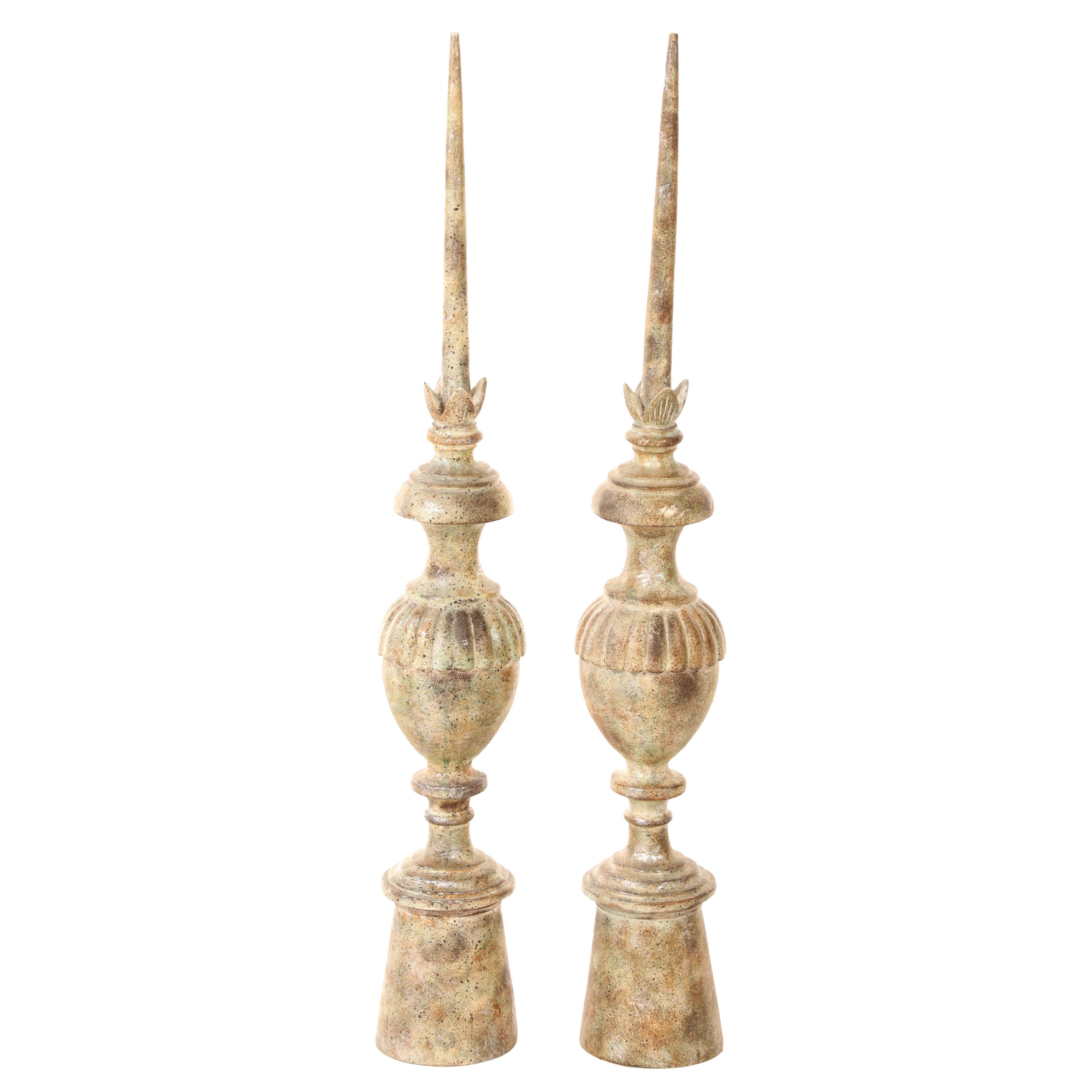 Pair of Neoclassical Style Patinated Composite Urn Shaped Finials | EBTH