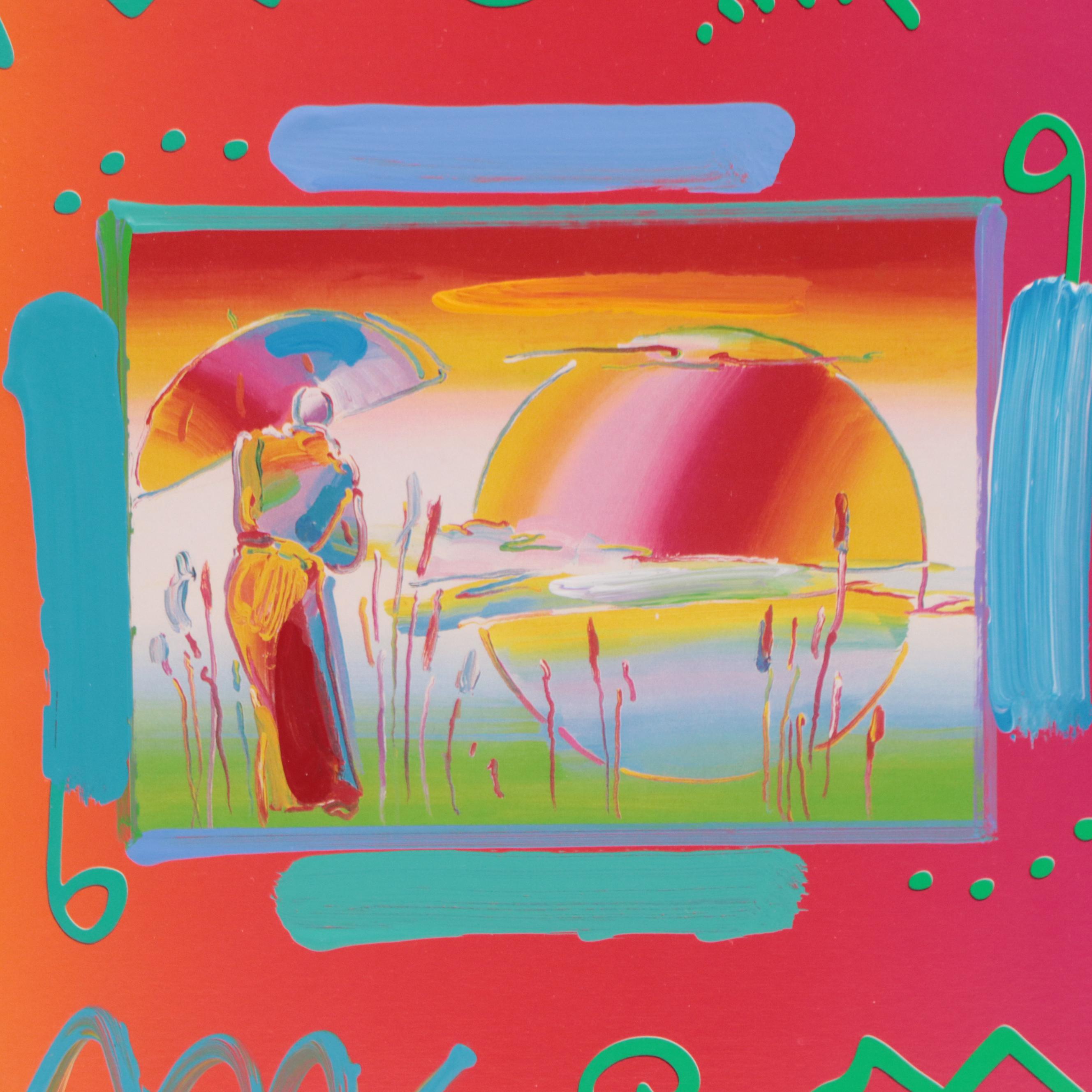Peter Max Mixed Media Painting "Rainbow Umbrella Man," 2001 | EBTH
