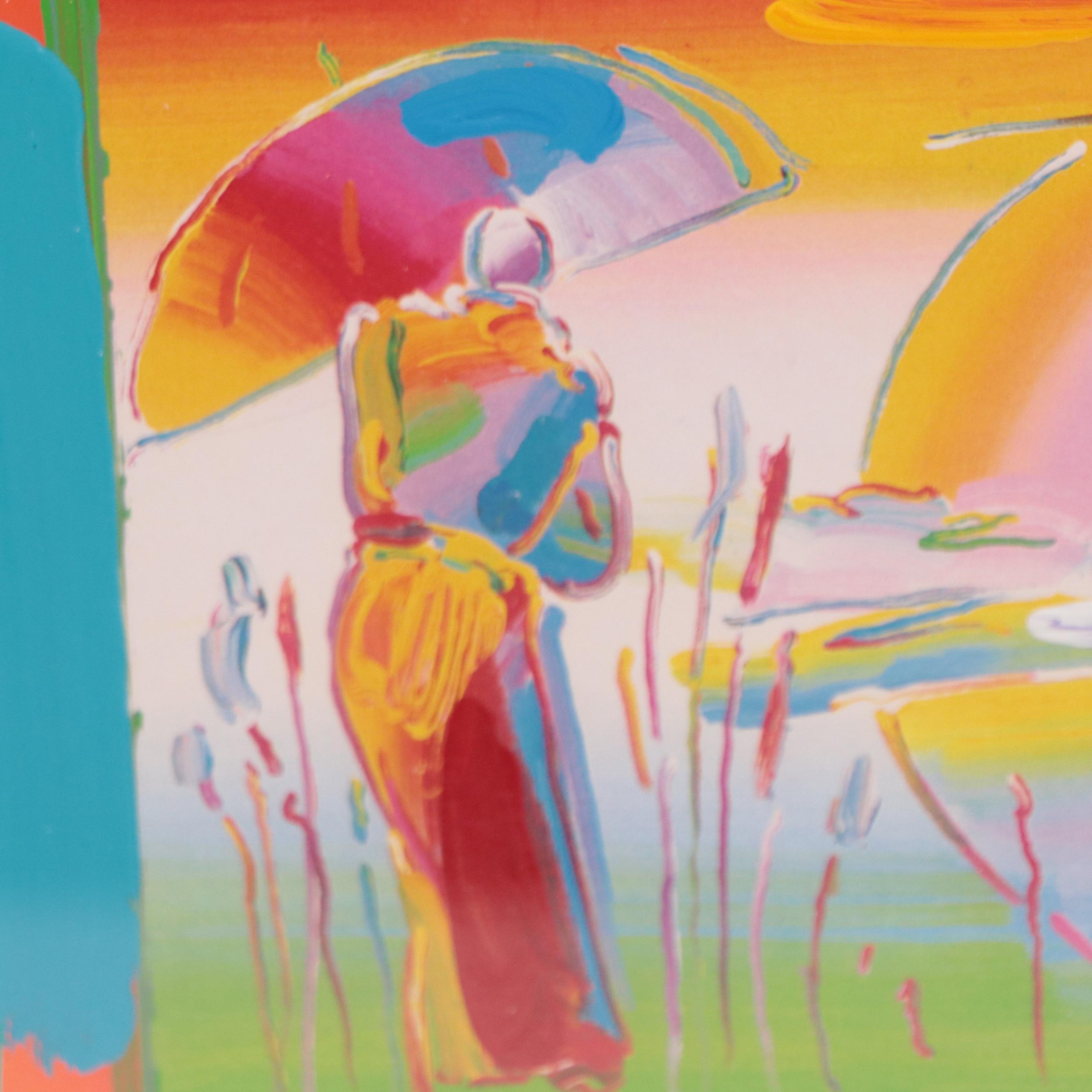 Peter Max Mixed Media Painting "Rainbow Umbrella Man," 2001 | EBTH