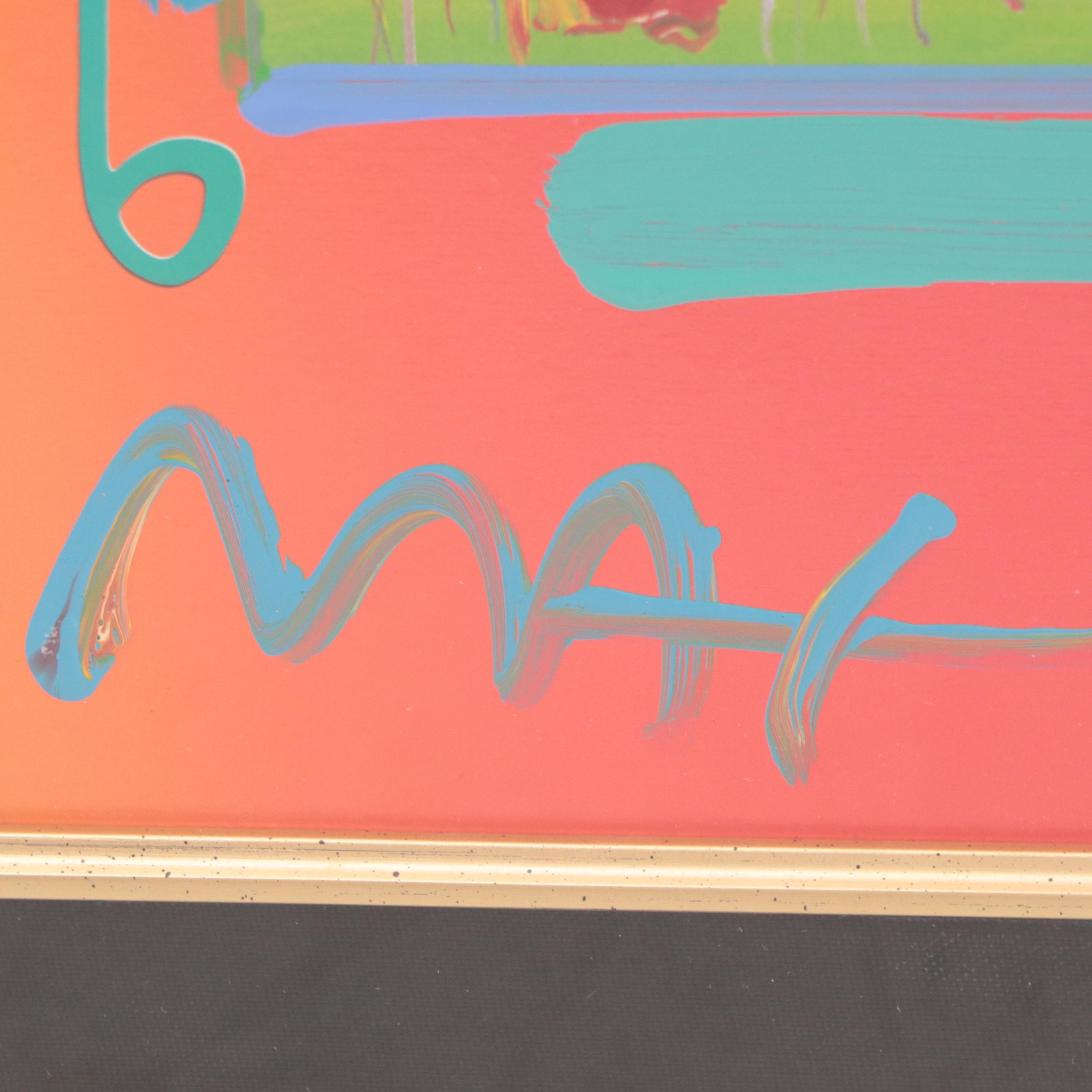 Peter Max Mixed Media Painting "Rainbow Umbrella Man," 2001 | EBTH