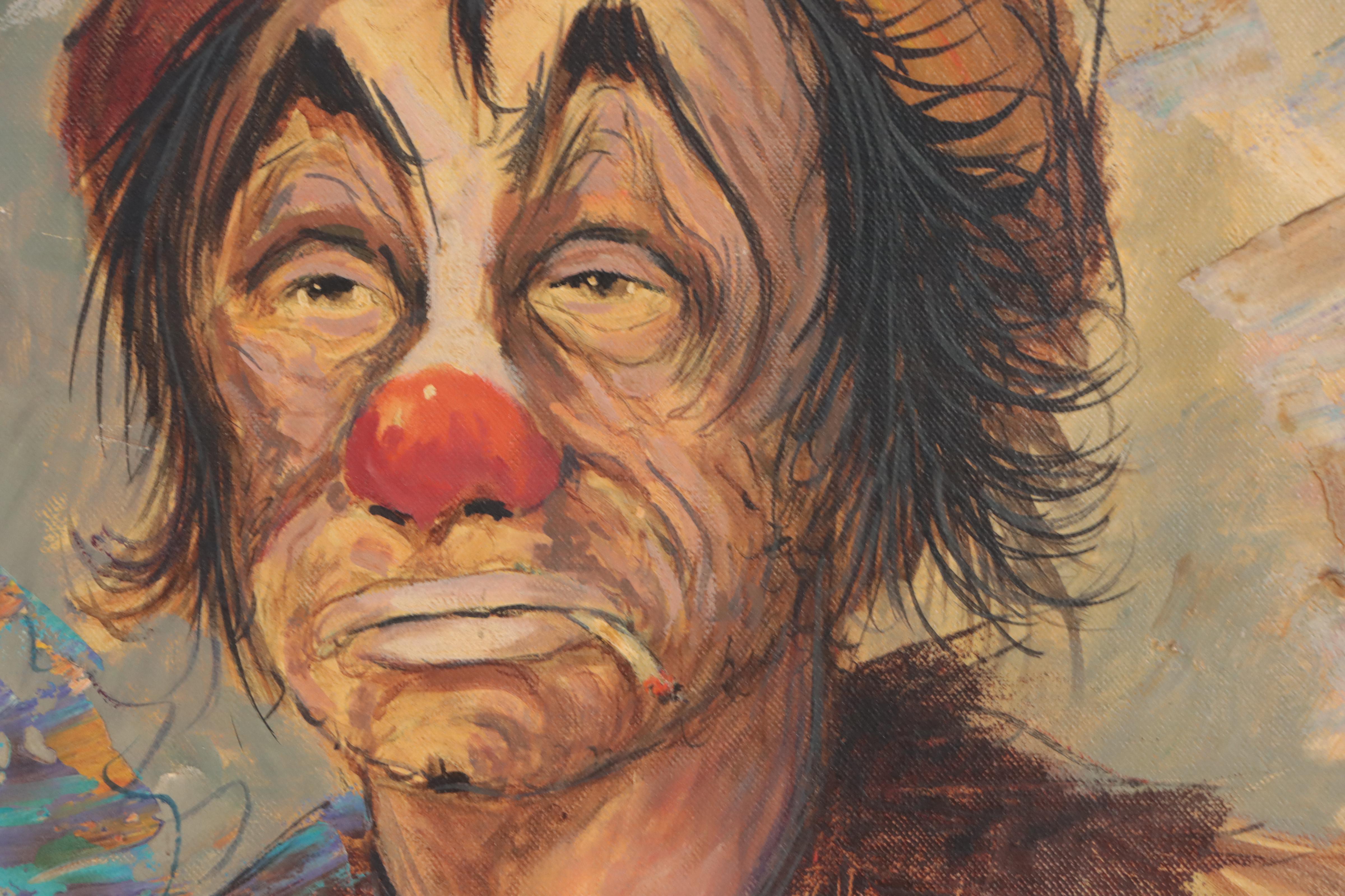 Louis Spiegel Double Clown Portrait Oil Painting | EBTH