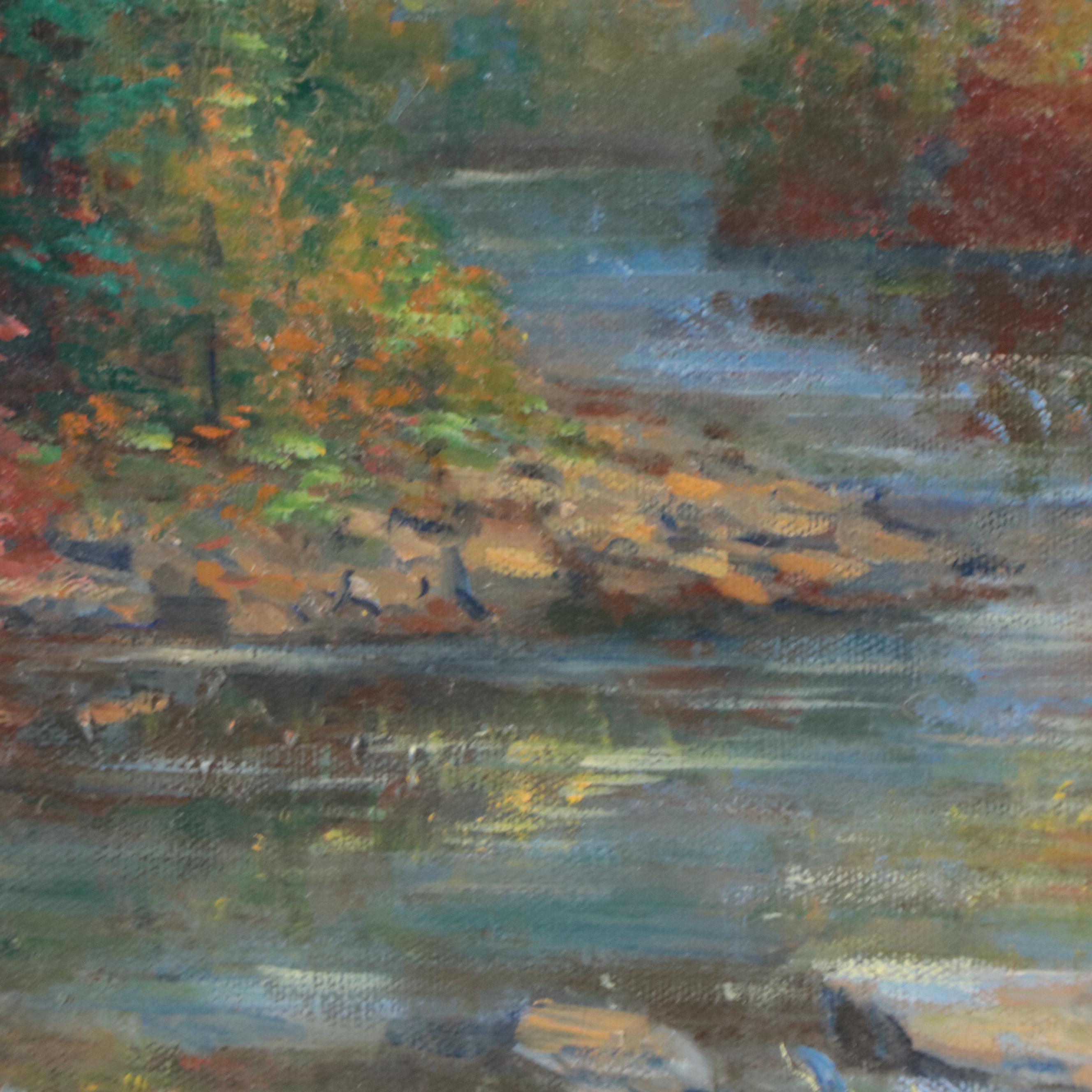 Elizabeth Rouse Autumn Creek Landscape Oil Painting, Circa 1935 | EBTH