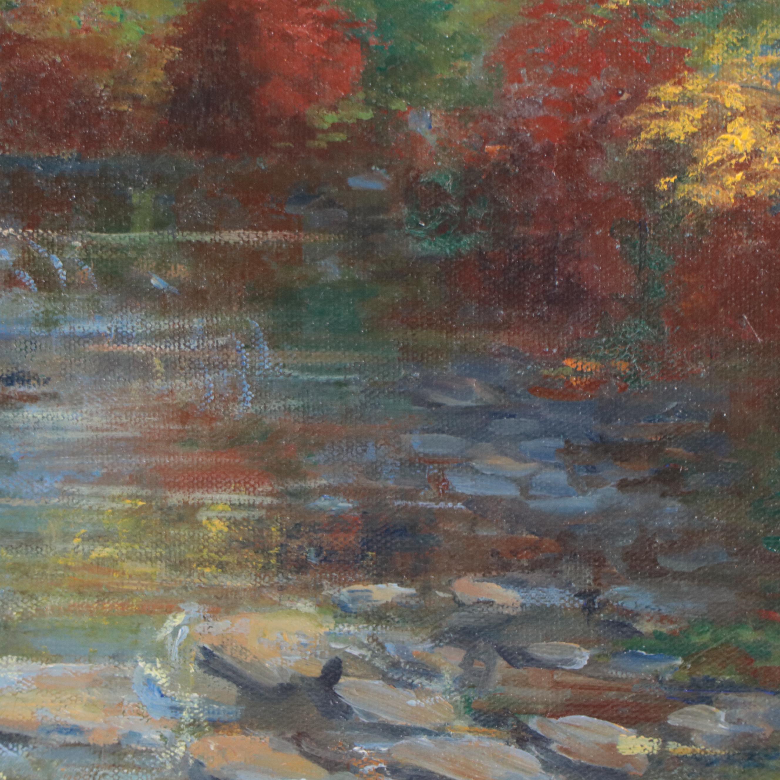 Elizabeth Rouse Autumn Creek Landscape Oil Painting, Circa 1935 | EBTH
