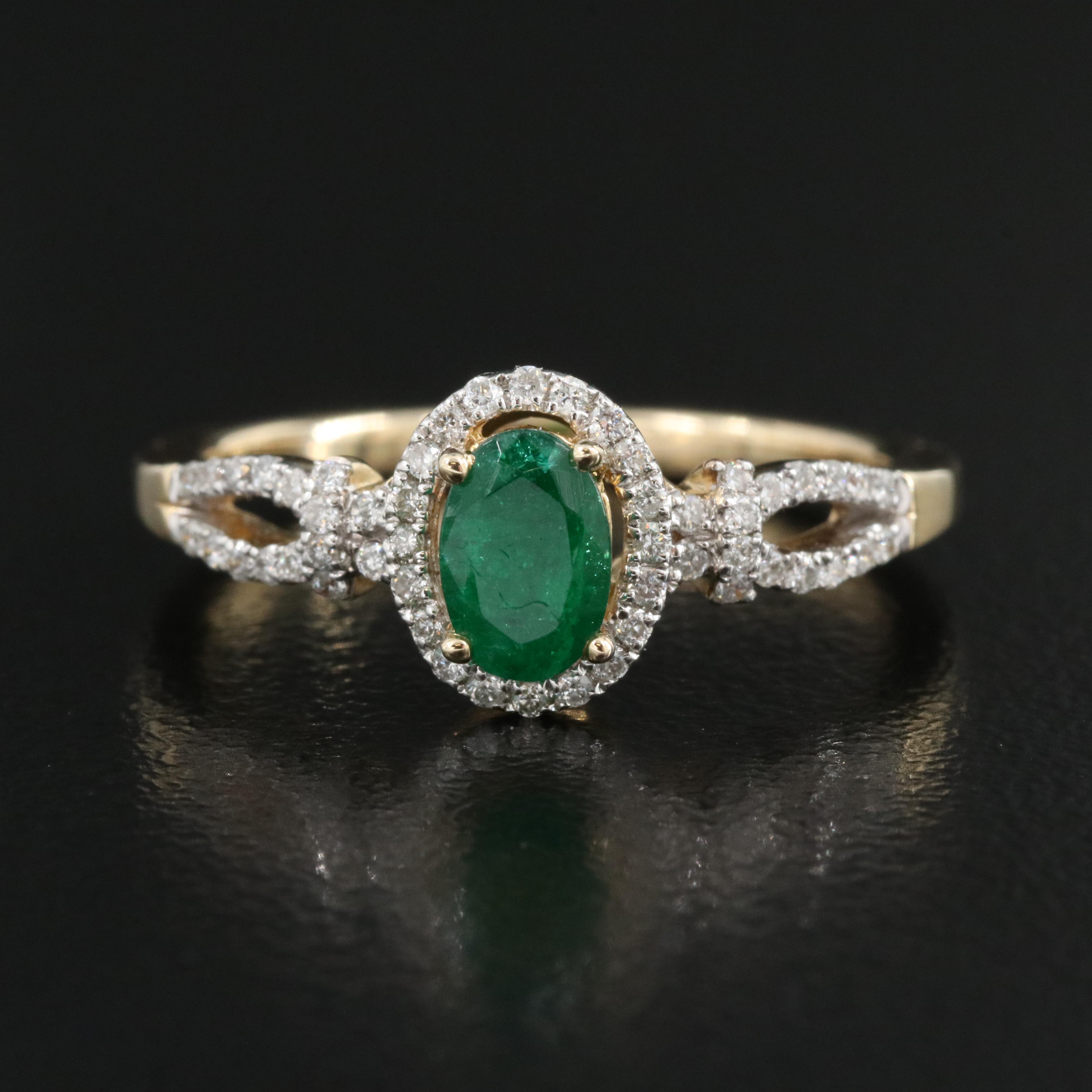 14K Gold Emerald and Diamond Ring | EBTH
