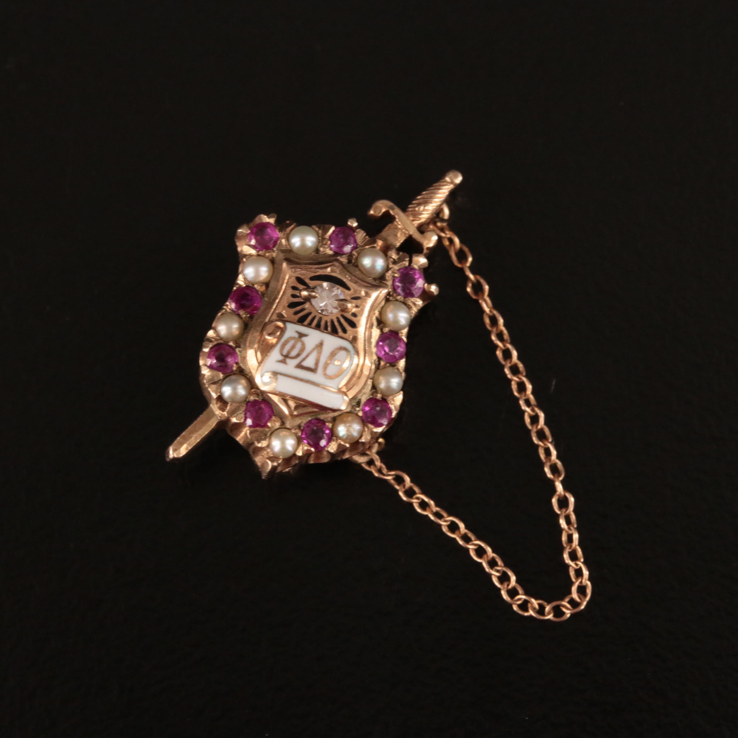 10K Diamond and Ruby Lapel Pledge Pin | EBTH