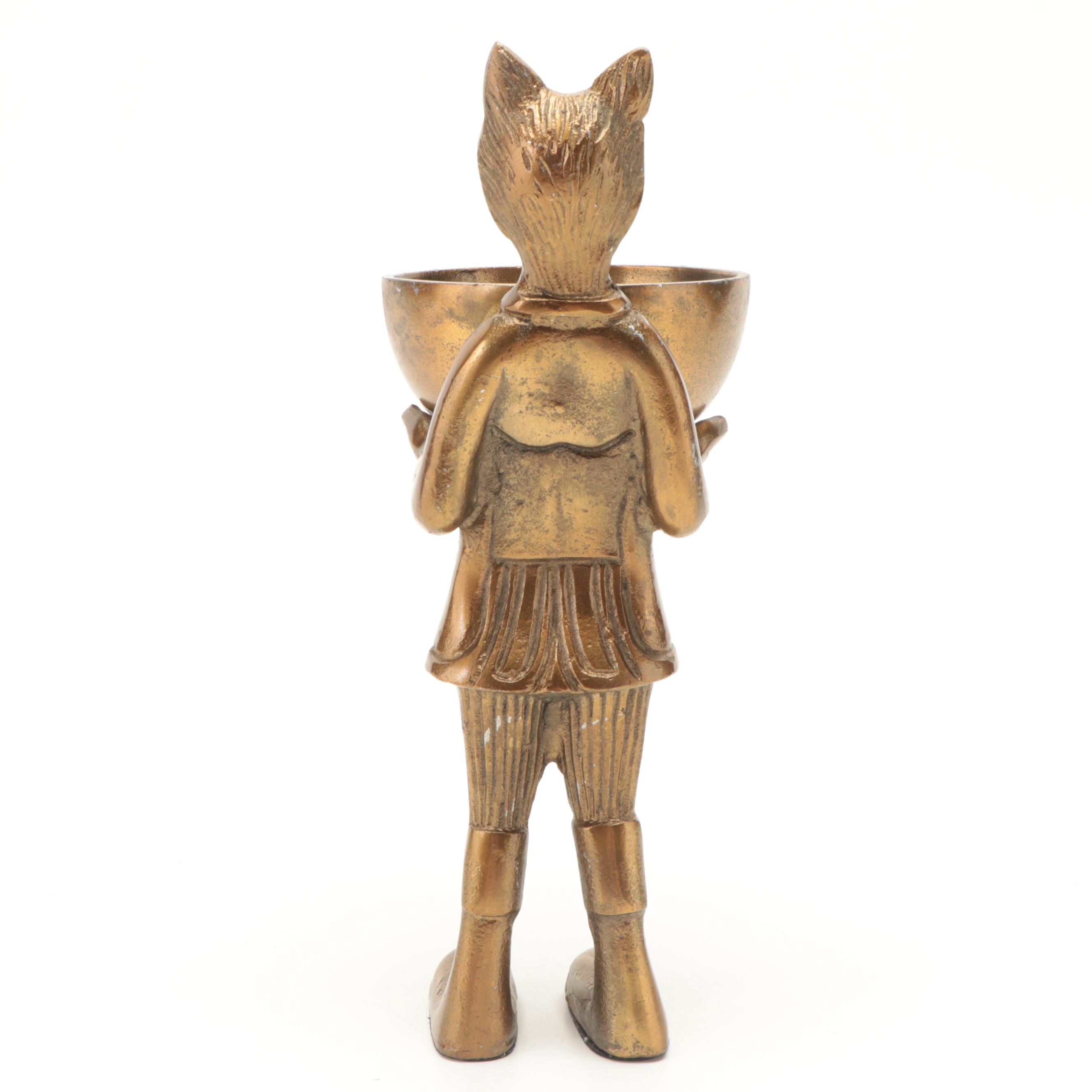 Bronzed Cast Aluminum "Eloise" Anthropomorphic Fox Bowl | EBTH