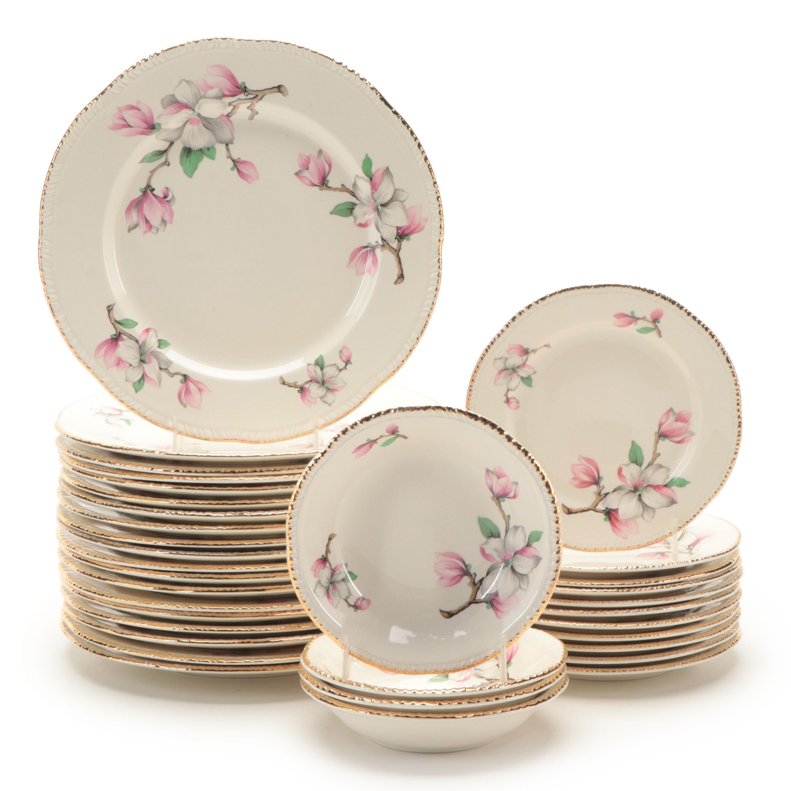 Homer Laughlin "Dogwood" Earthenware Dinnerware, Mid-20th Century | EBTH