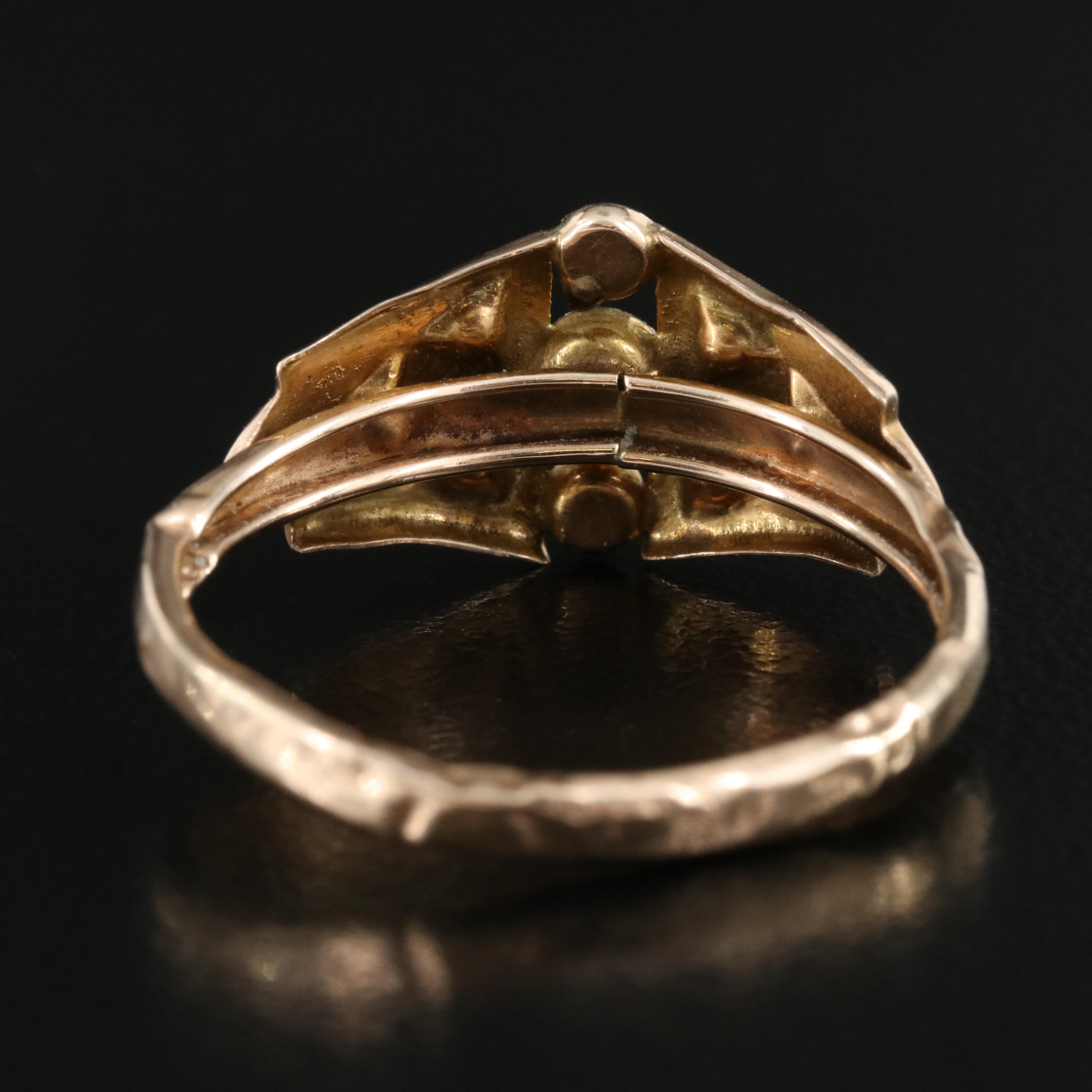 14K Glass and Seed Pearl Ring Scrap Ring | EBTH