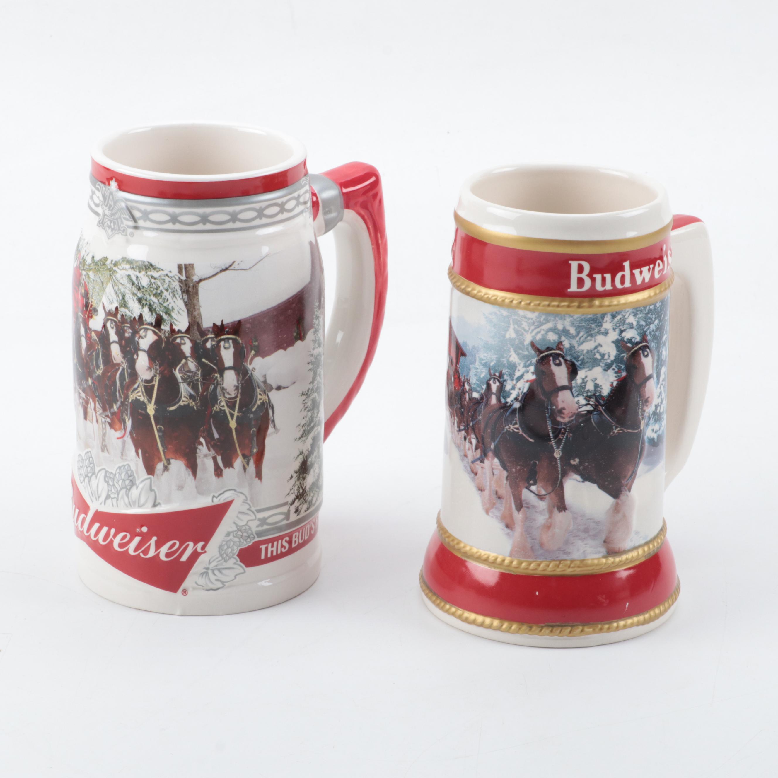Anheuser-Busch Budweiser Holiday Ceramic Beer Steins | EBTH