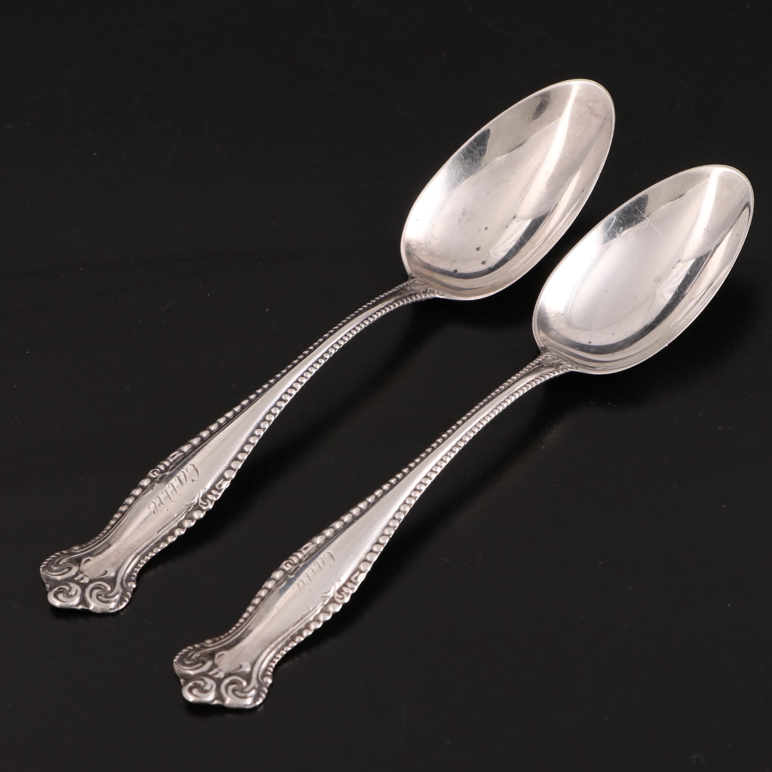 Towle Sterling Silver Sugar Tongs and Spoons with Cut Glass Scent Vial ...