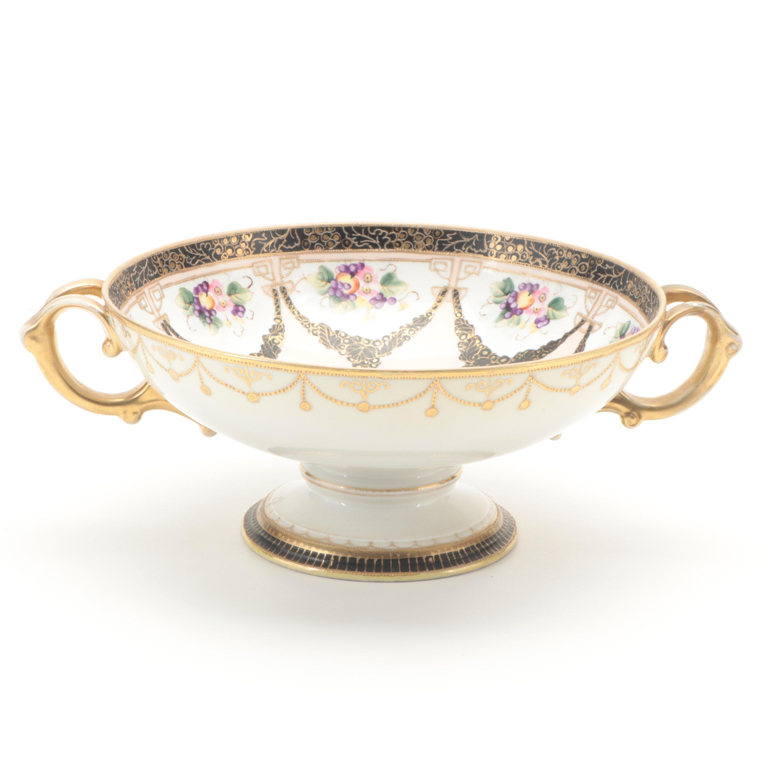 Morimura Bros. Nippon Hand-Painted Porcelain Pedestal Bowl with Other ...