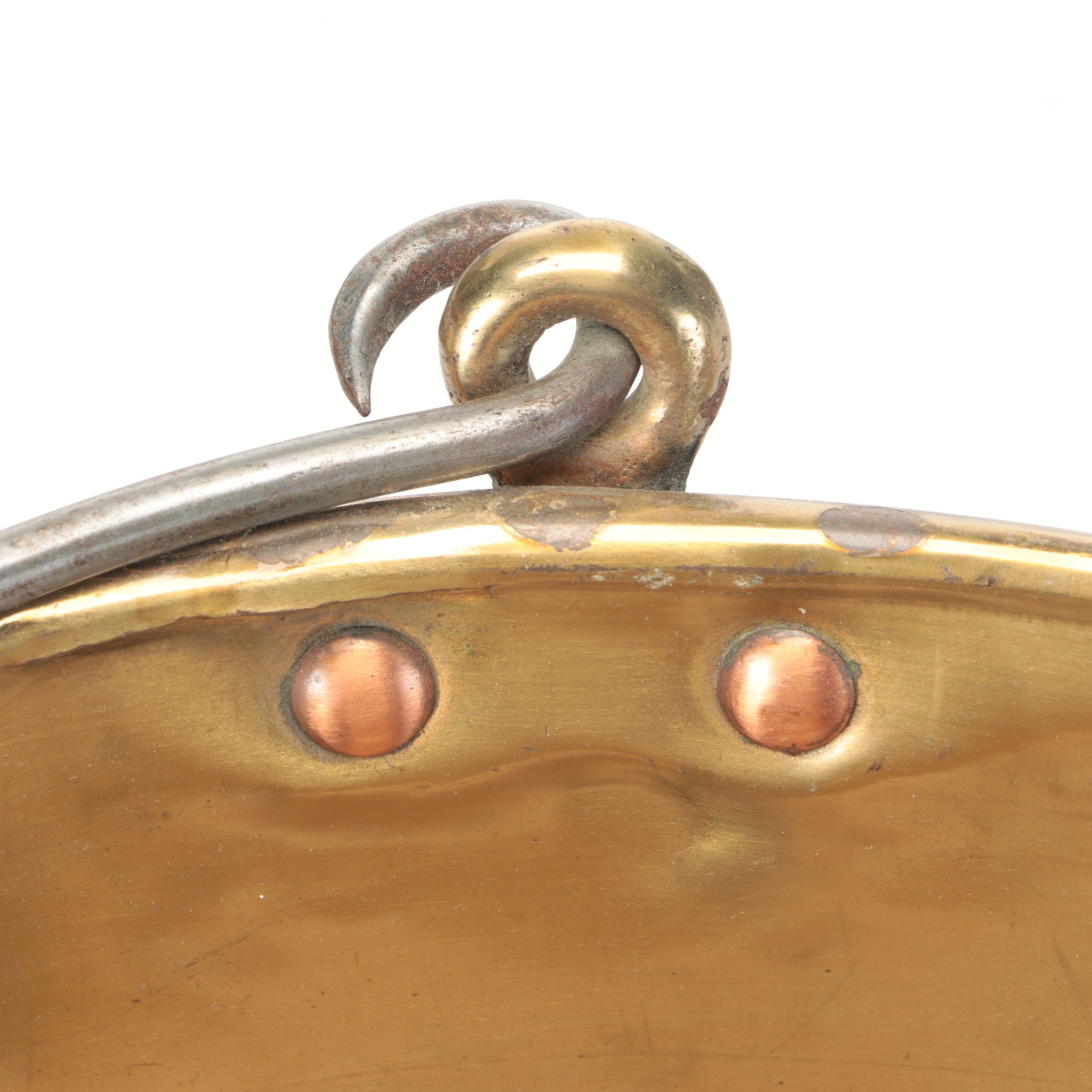 Federal Style Brass Buckets with Bail Handles and Fire Tongs | EBTH