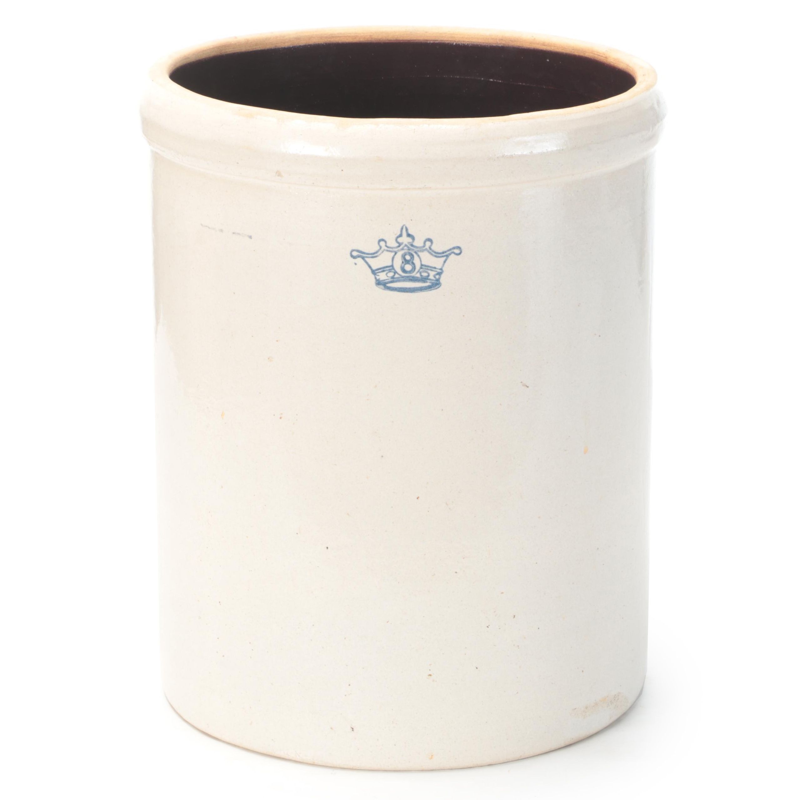 Robinson Ransbottom Eight Gallon Salt Glazed Stoneware Crock, Early ...