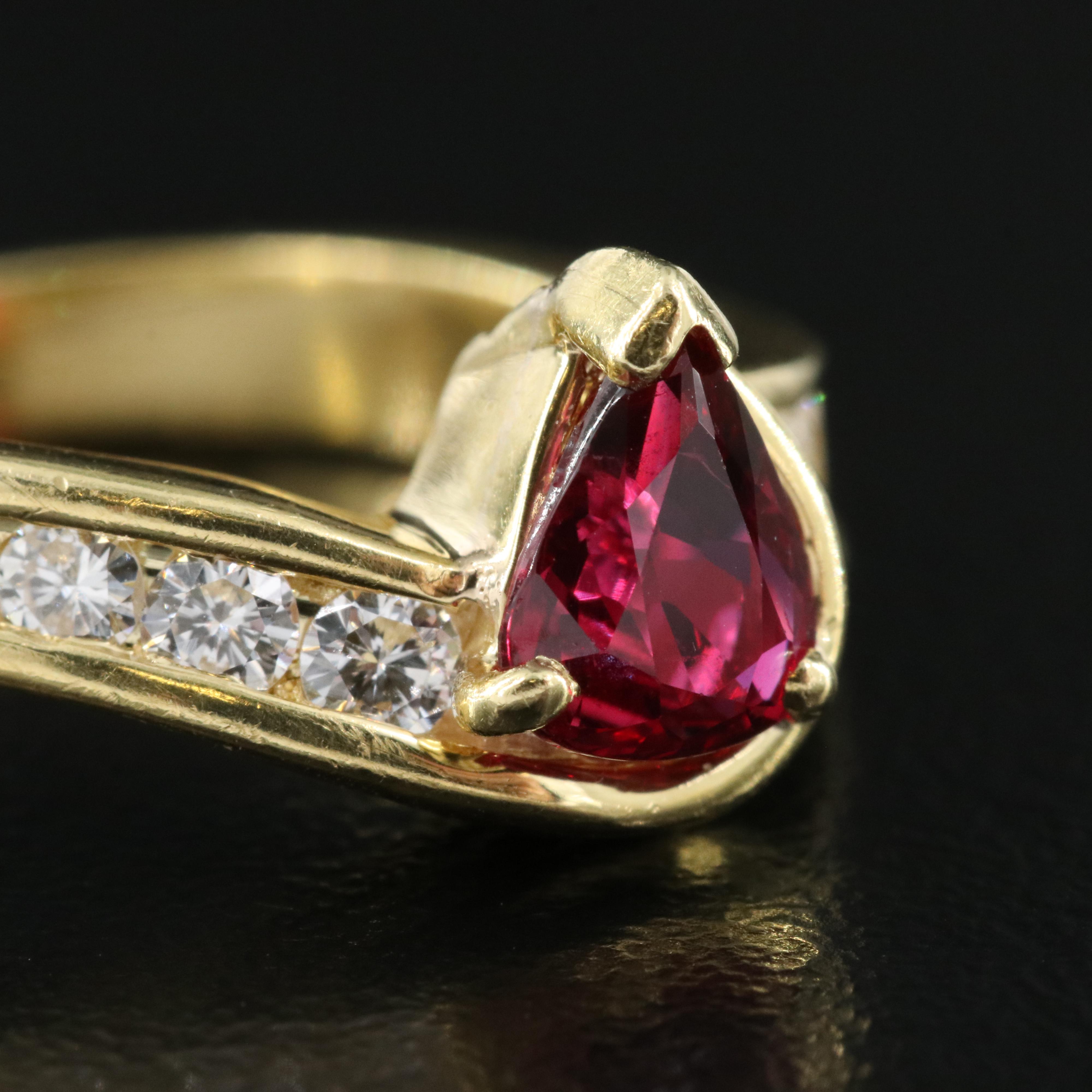 18K Ruby and Diamond Ring with Channel Set Shoulders | EBTH