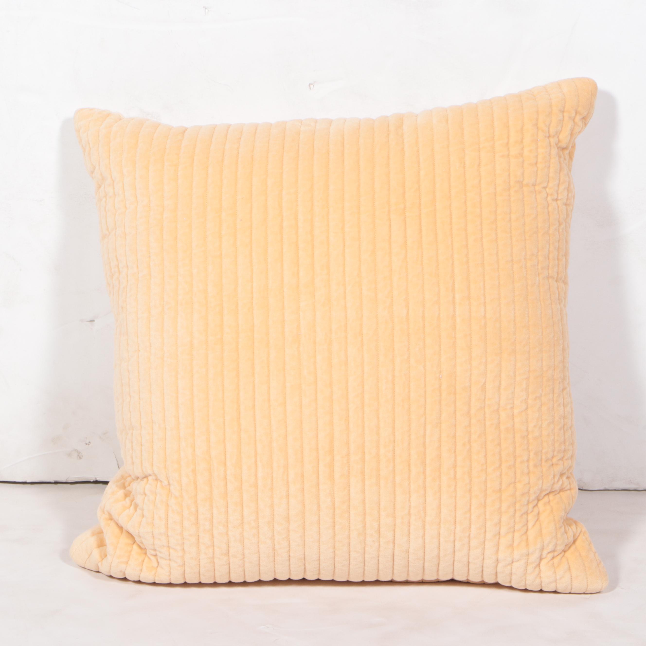 Pair of Threshold Oversized Quilted Cotton Velvet Square Throw Pillows in Gold | EBTH