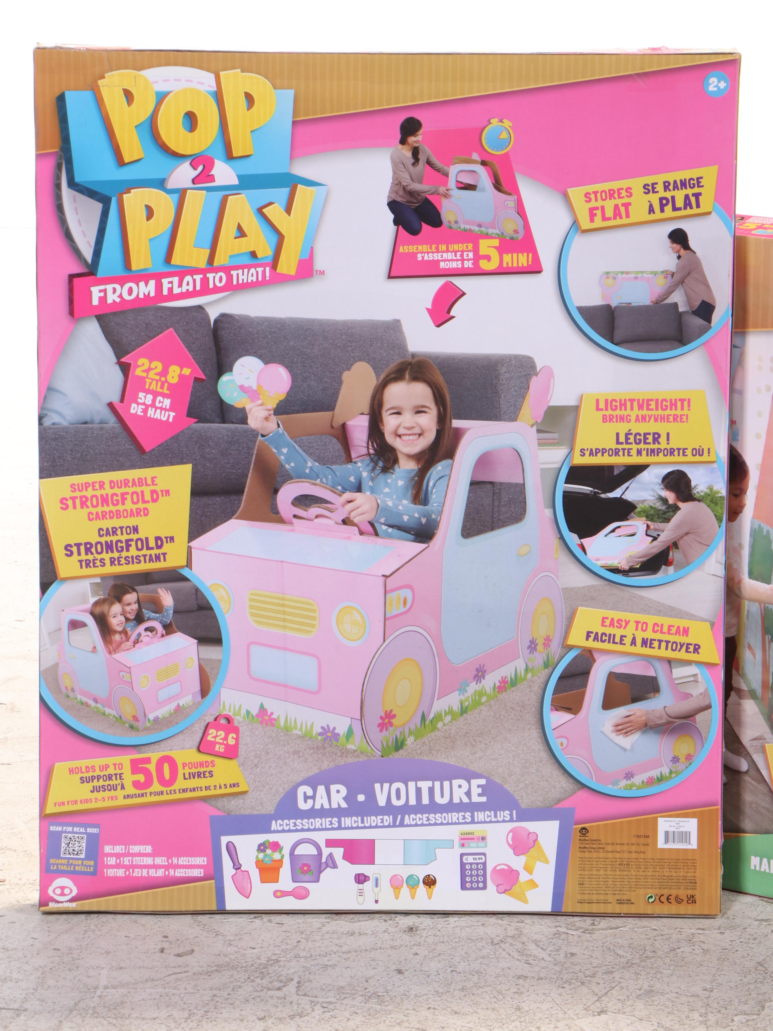 WowWee Pop2Play StrongFold Cardboard Pink Toy Car and Indoor Playhouse Sets | EBTH
