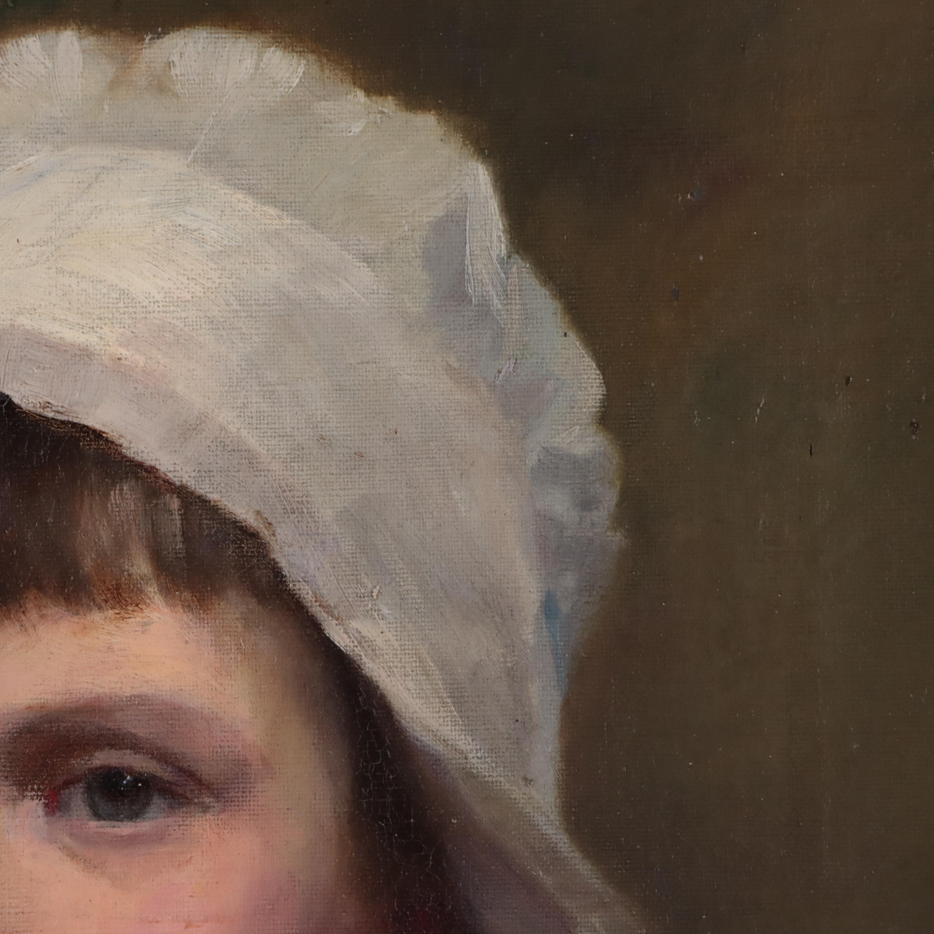 Elizabeth Nourse Portrait Oil Painting of a Young Lady in Bonnet, Circa ...