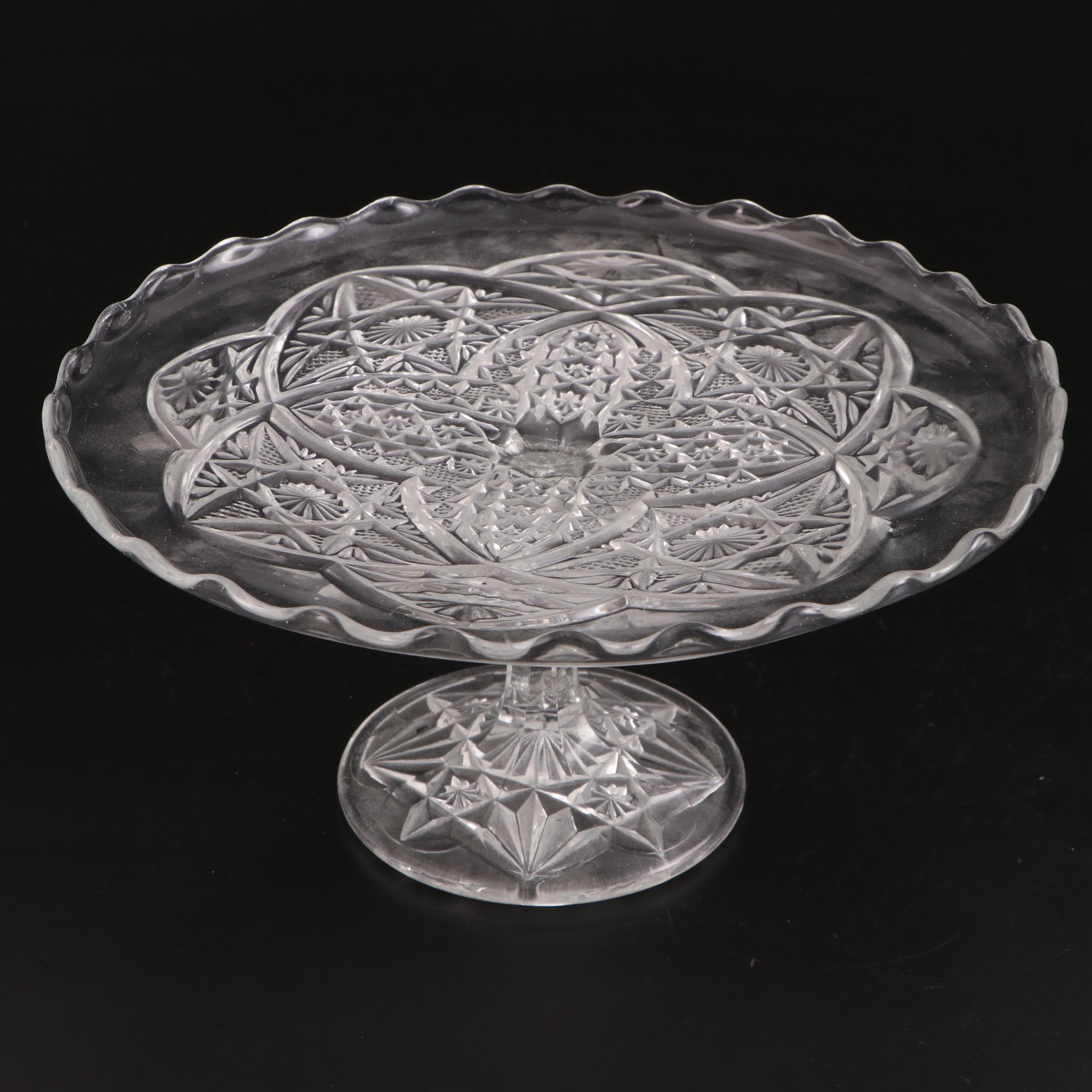 EAPG Cake Plates with Other Glass Tidbit Tray, Early to Mid-20th ...