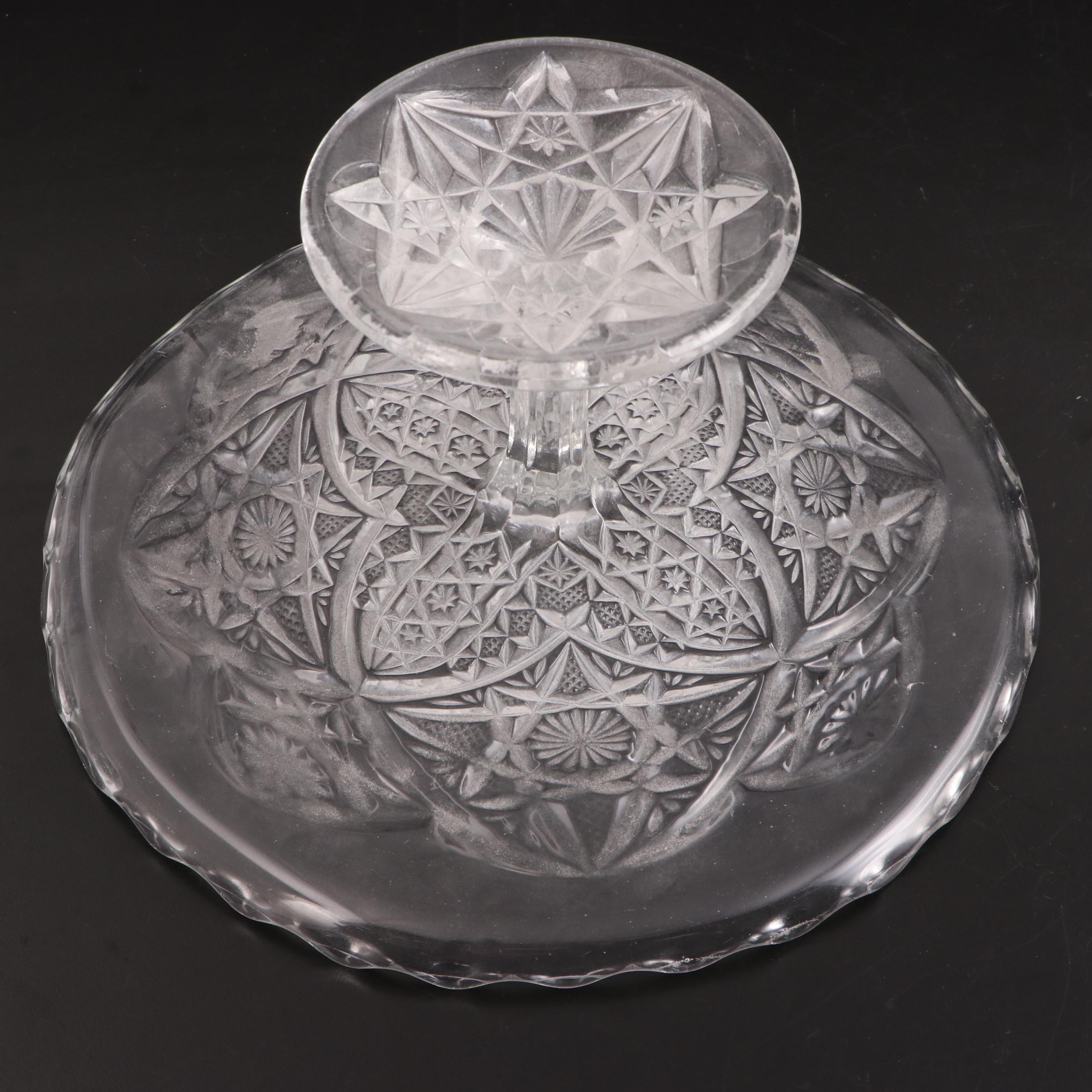 EAPG Cake Plates with Other Glass Tidbit Tray, Early to Mid-20th ...