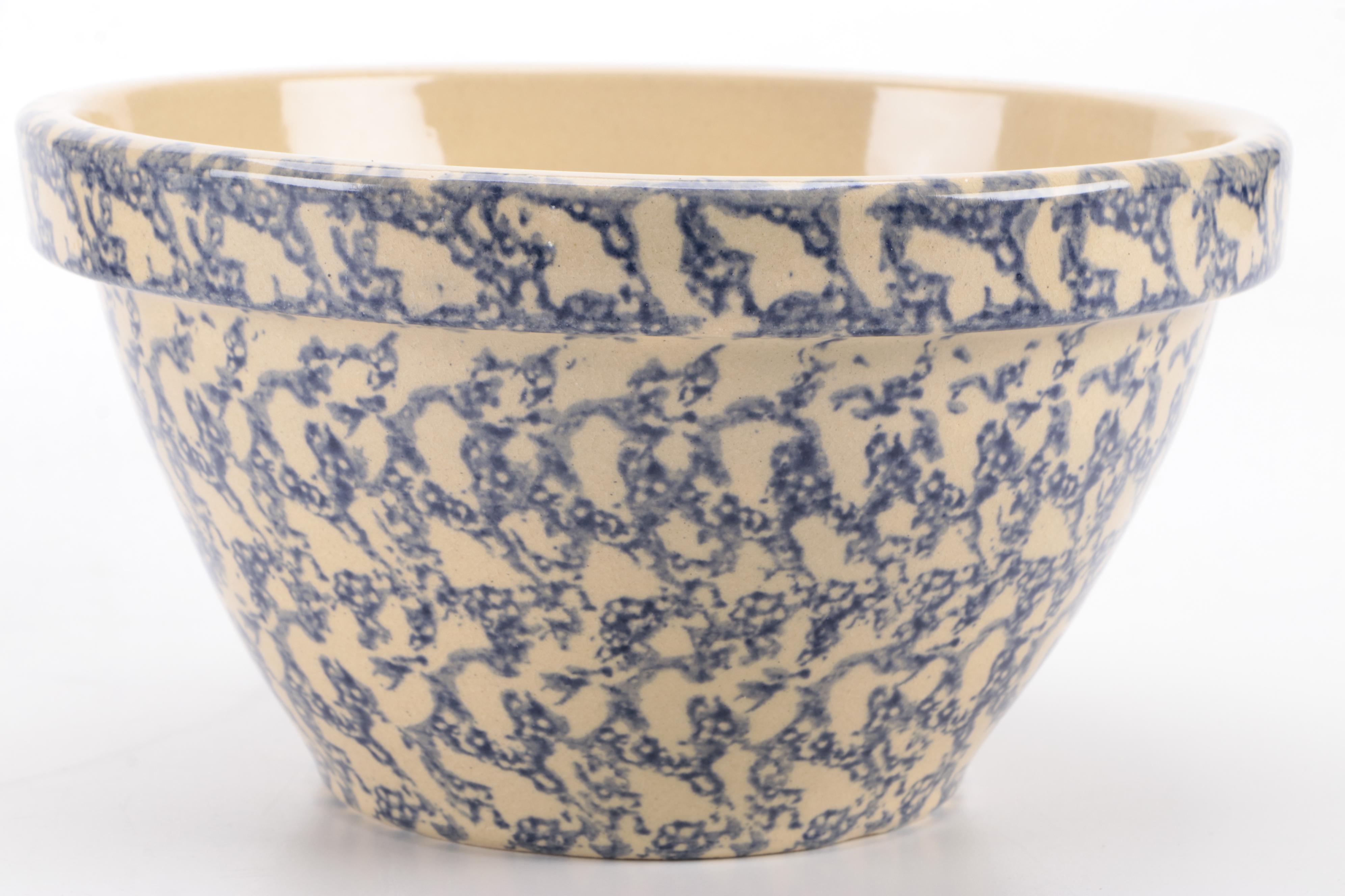 Robinson Ransbottom "Spongeware Blue" Ceramic Graduated Mixing Bowls | EBTH