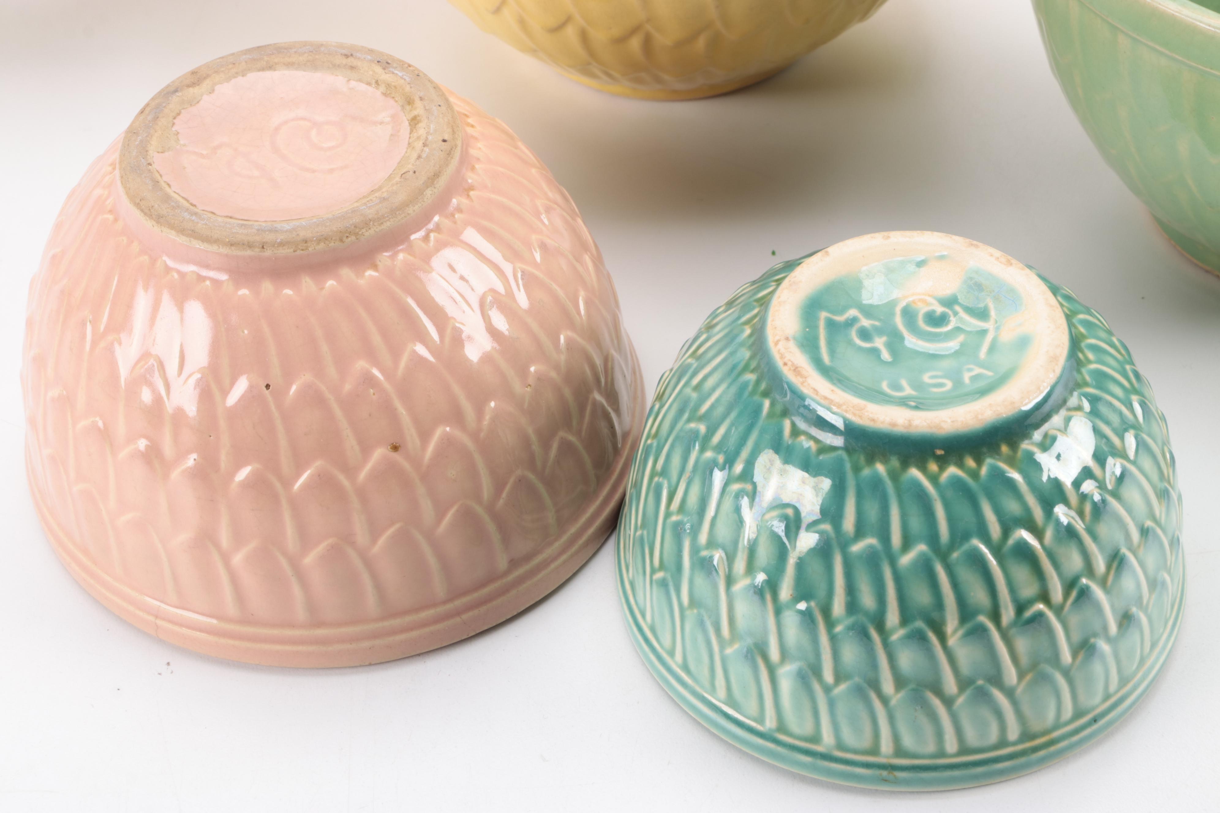 McCoy Pottery Fish Scale Pattern Ceramic Bowls, Mid-20th Century | EBTH