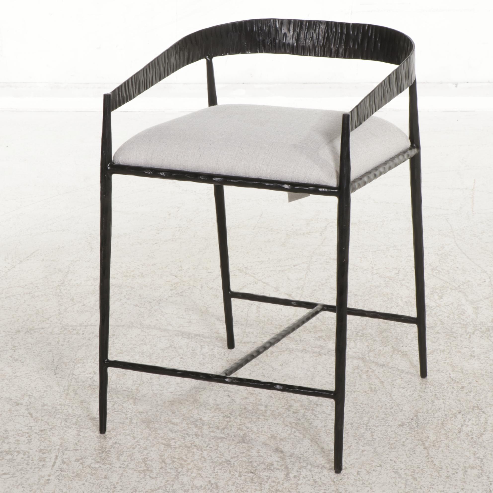 Three Arteriors Contemporary Wrought Iron Counter-Height Stools | EBTH
