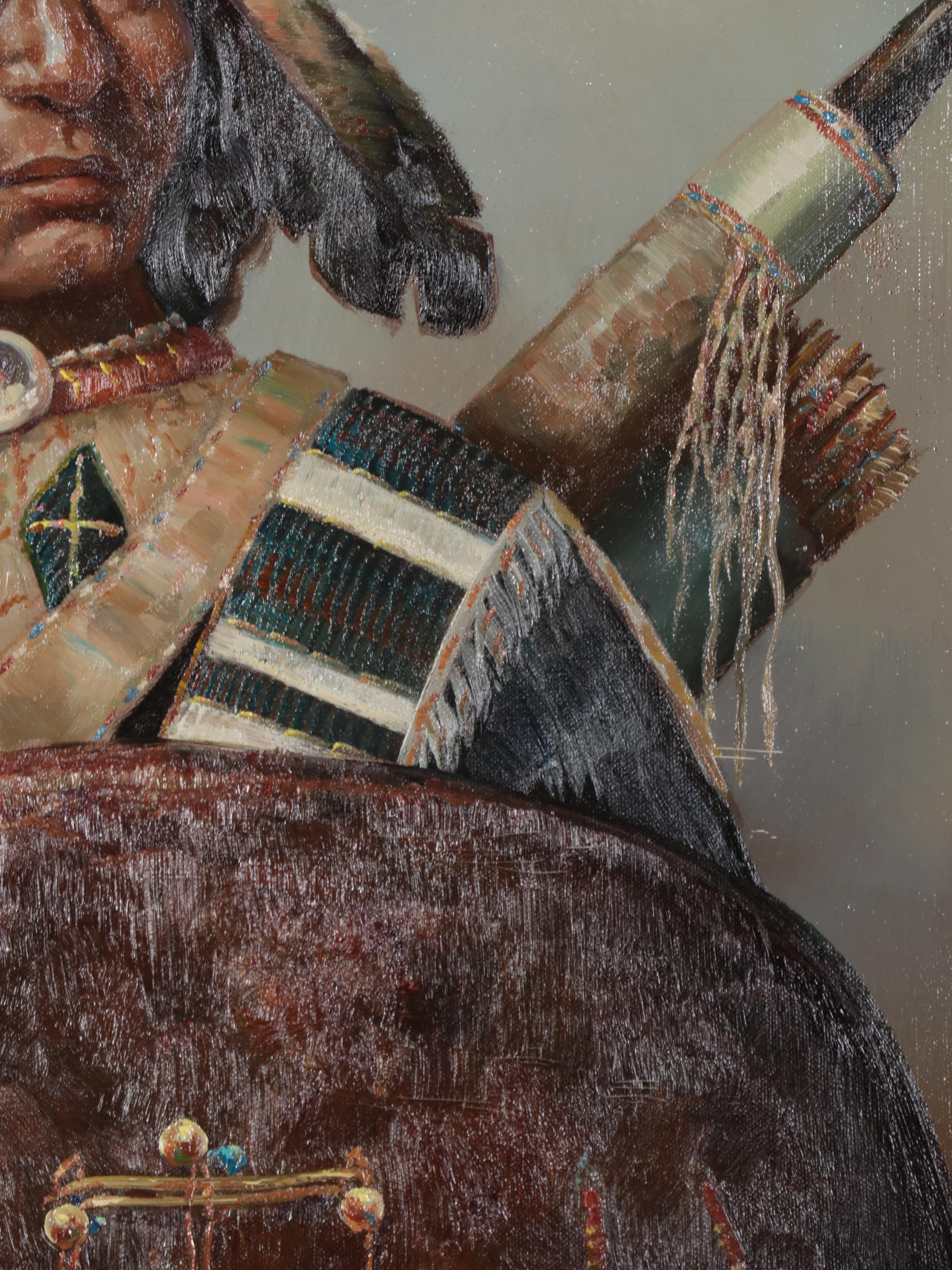 Troy Denton Portrait Oil Painting of a Native American Man | EBTH