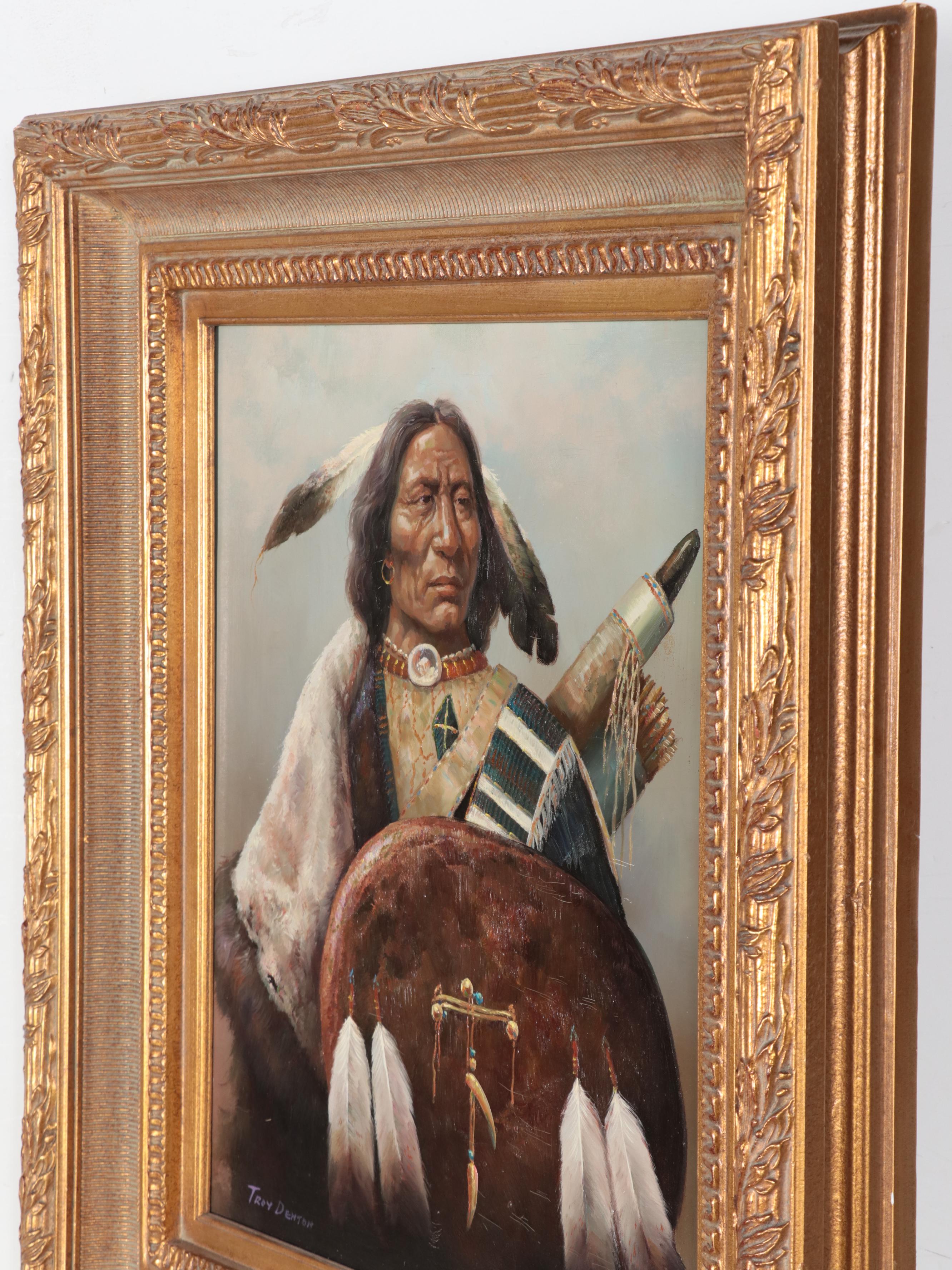 Troy Denton Portrait Oil Painting of a Native American Man | EBTH