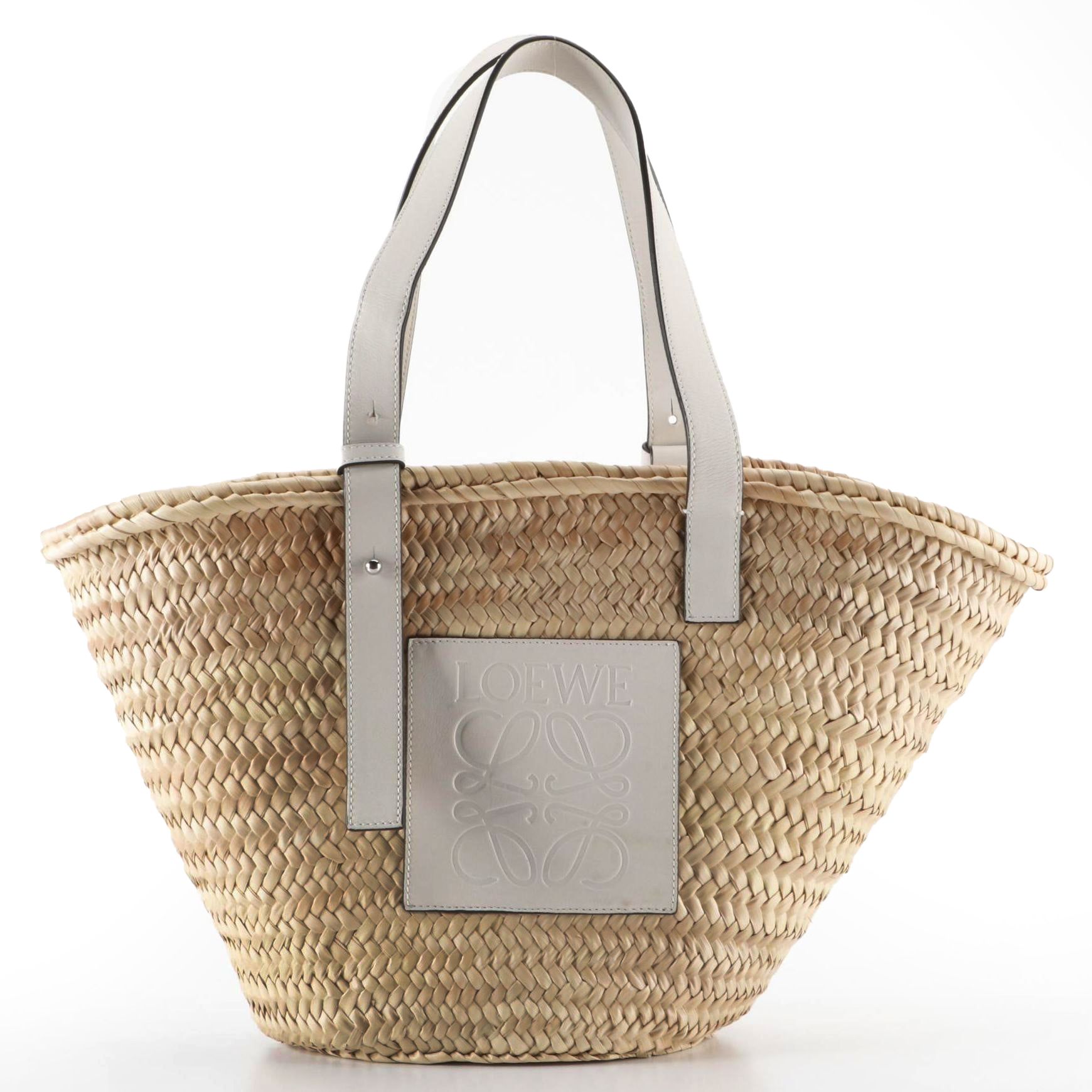 Loewe Anagram Basket Shopper in Woven Straw and Calfskin Leather | EBTH