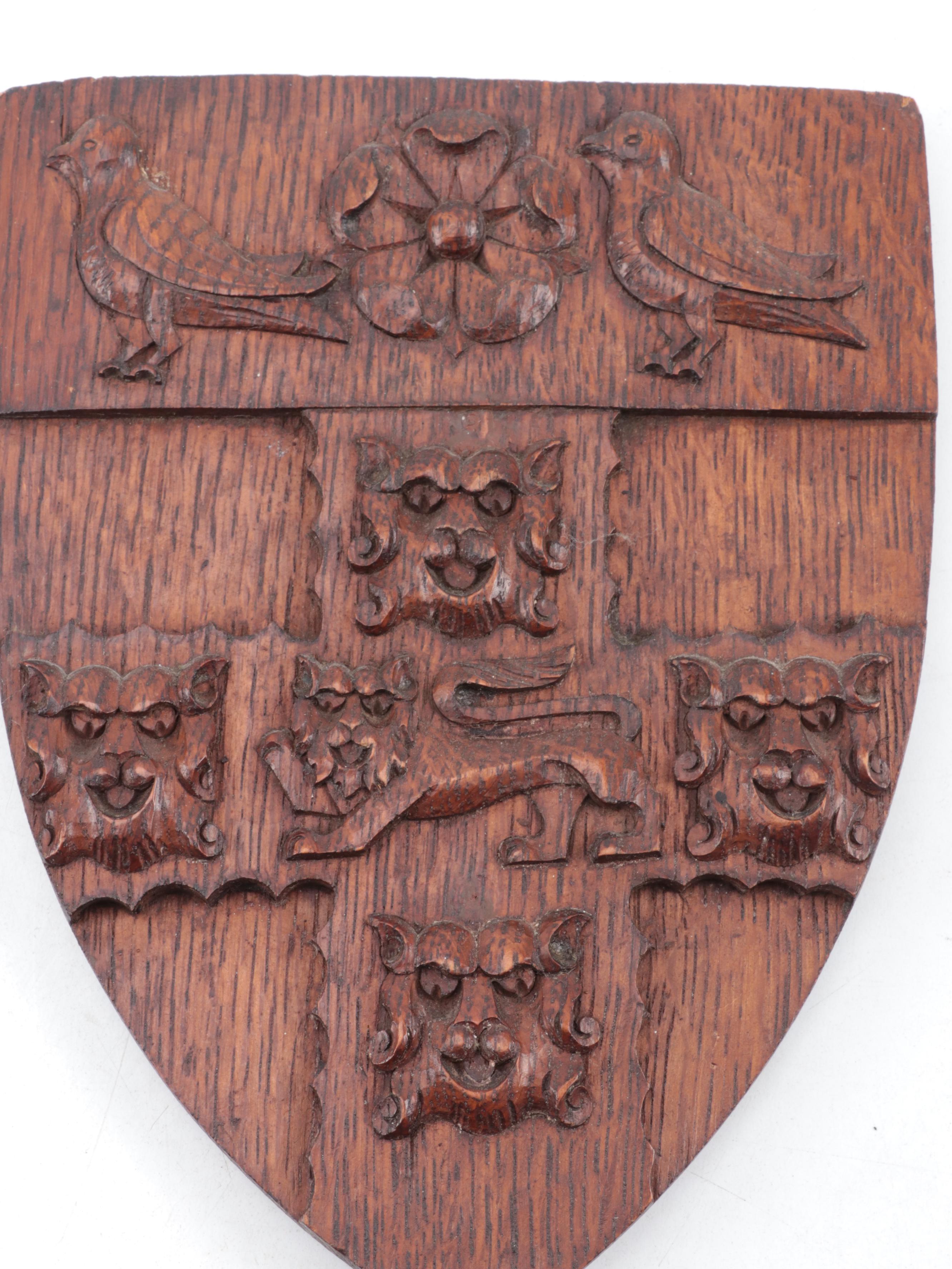 British Carved Oak Heraldic Shields, Late 19th/Early 20th Century | EBTH