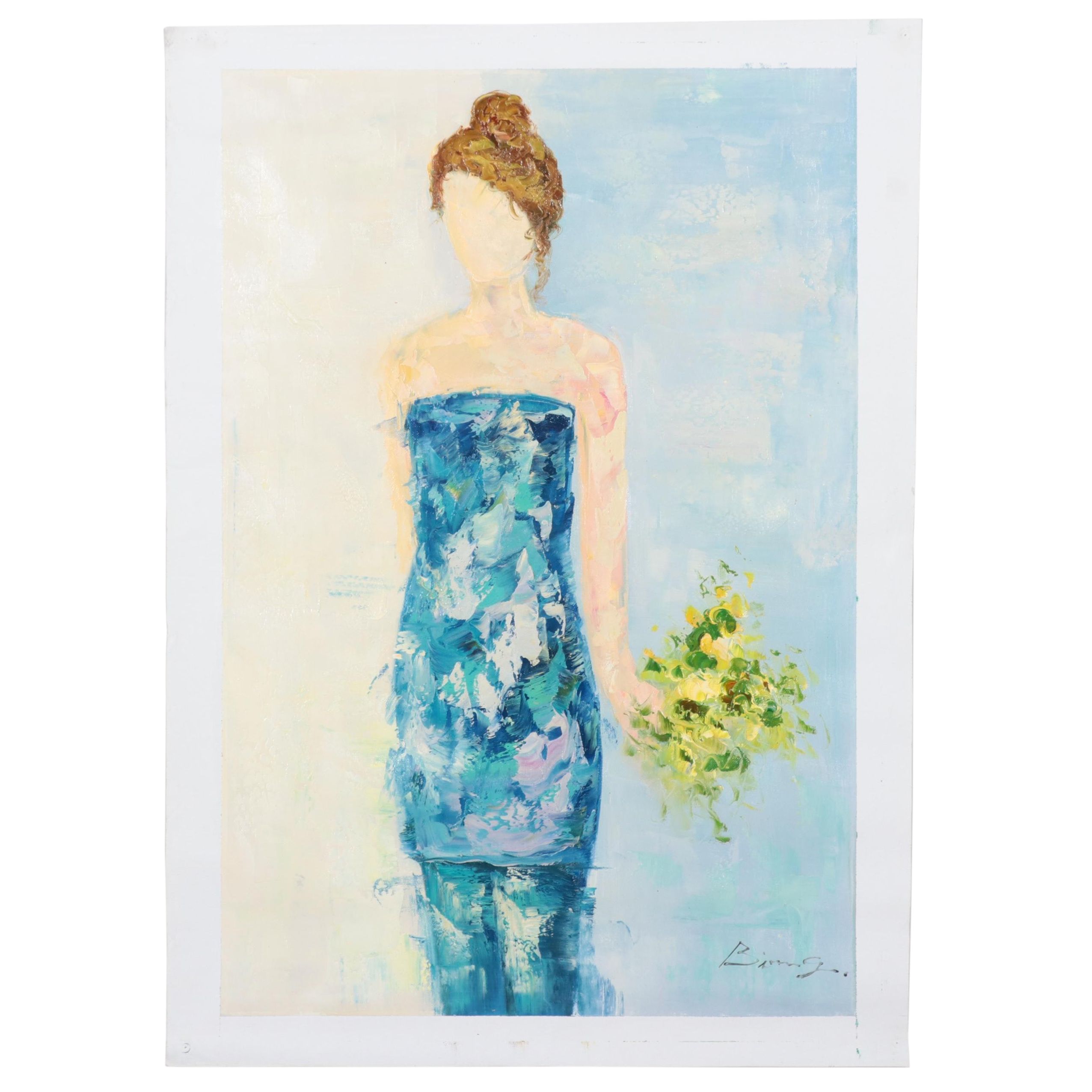 Bing Oil Painting of a Standing Female Figure, 21st Century | EBTH