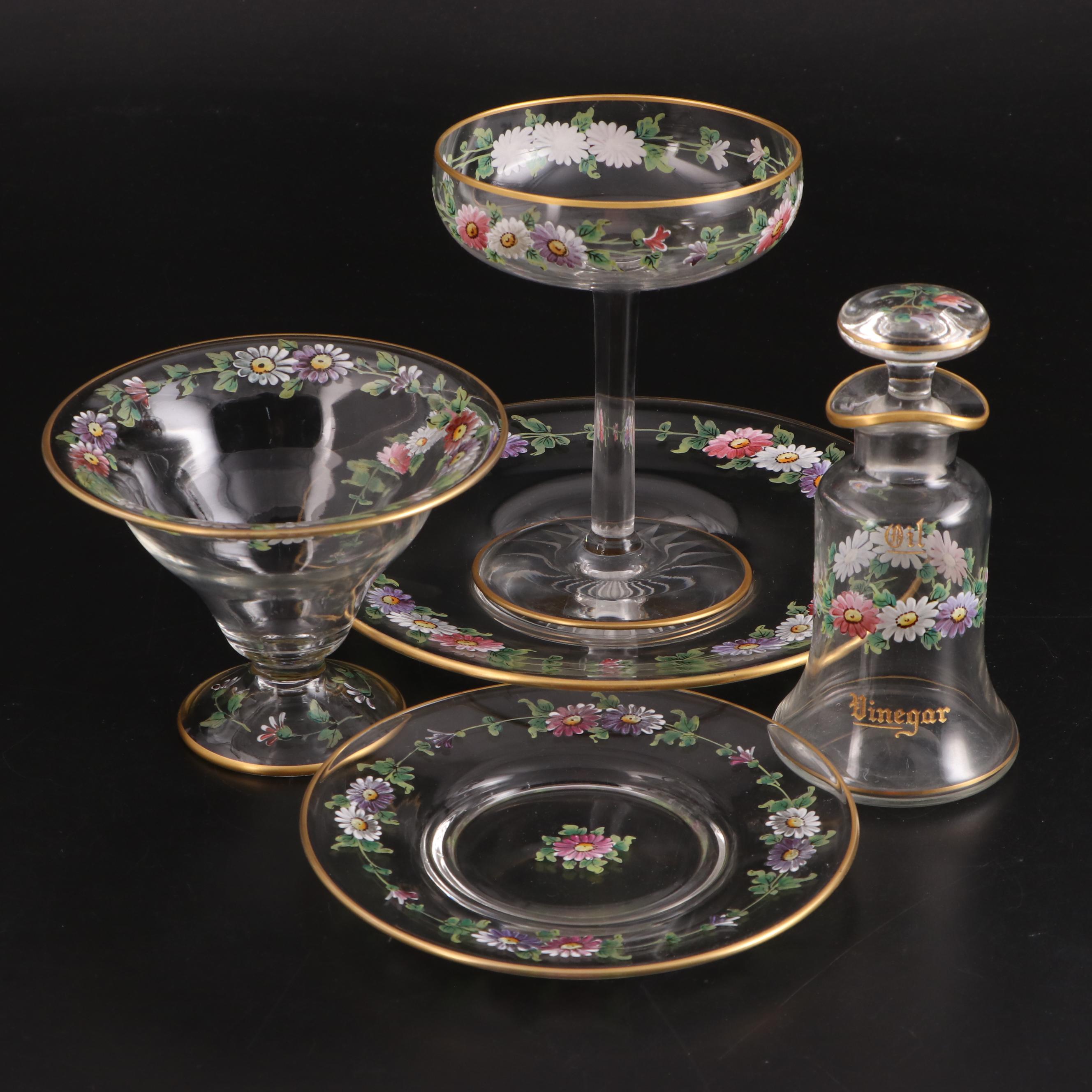 Floral Motif Painted Glass Table Accessories | EBTH