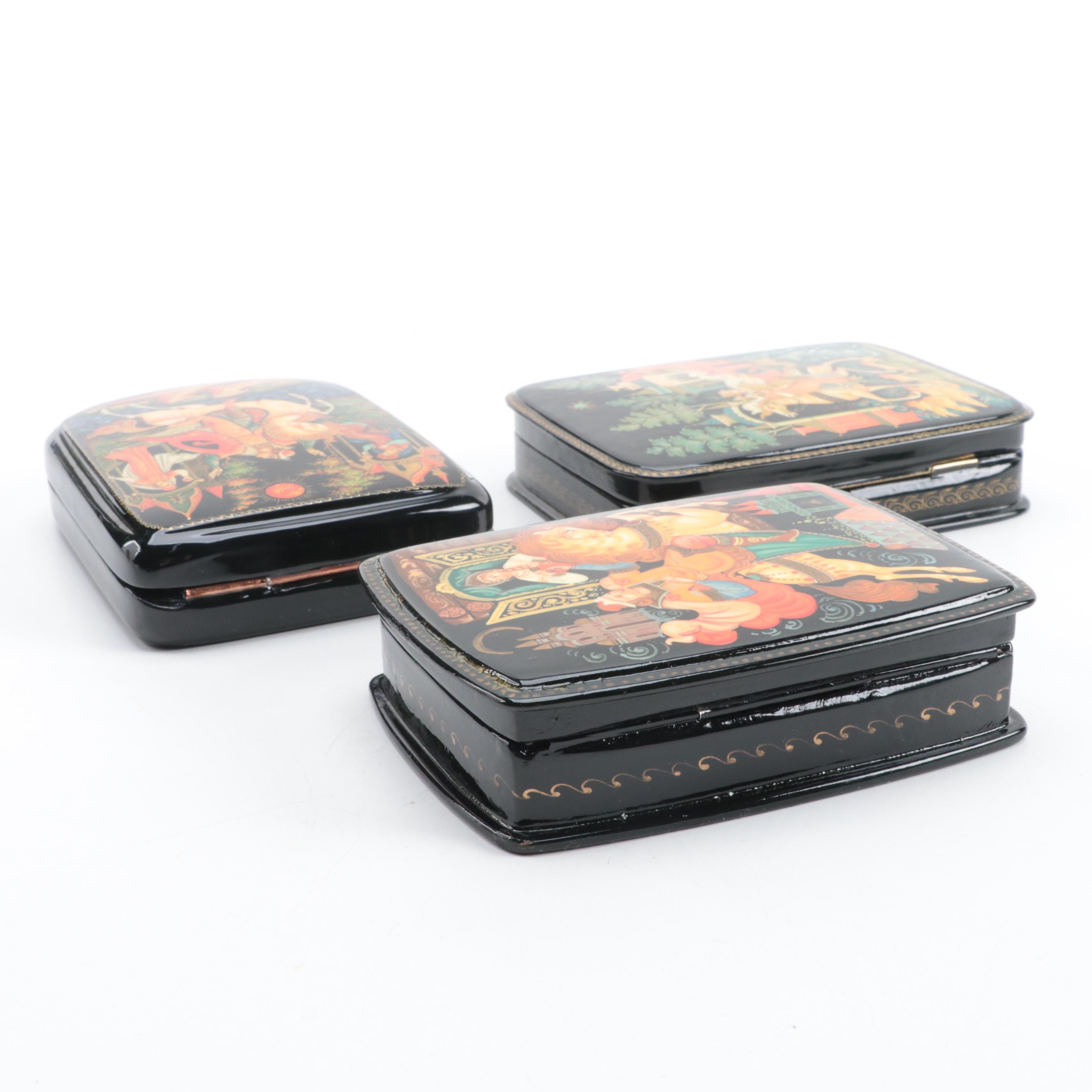 Russian Palekh Hand-Painted Fairytale Lacquer Boxes | EBTH