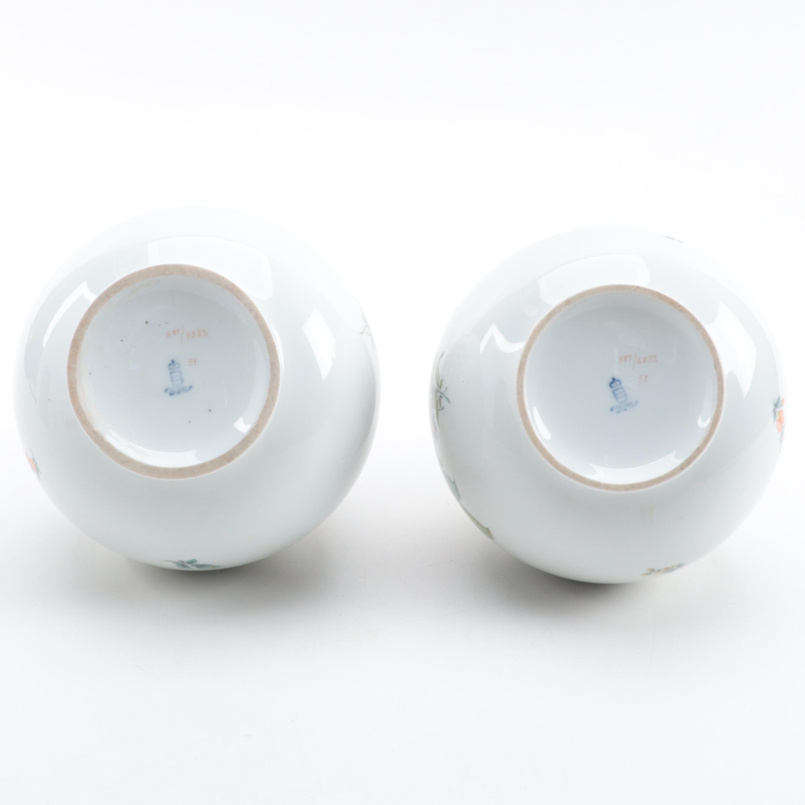 Augarten Wien Porcelain Floral Pattern Vases, 20th Century | EBTH