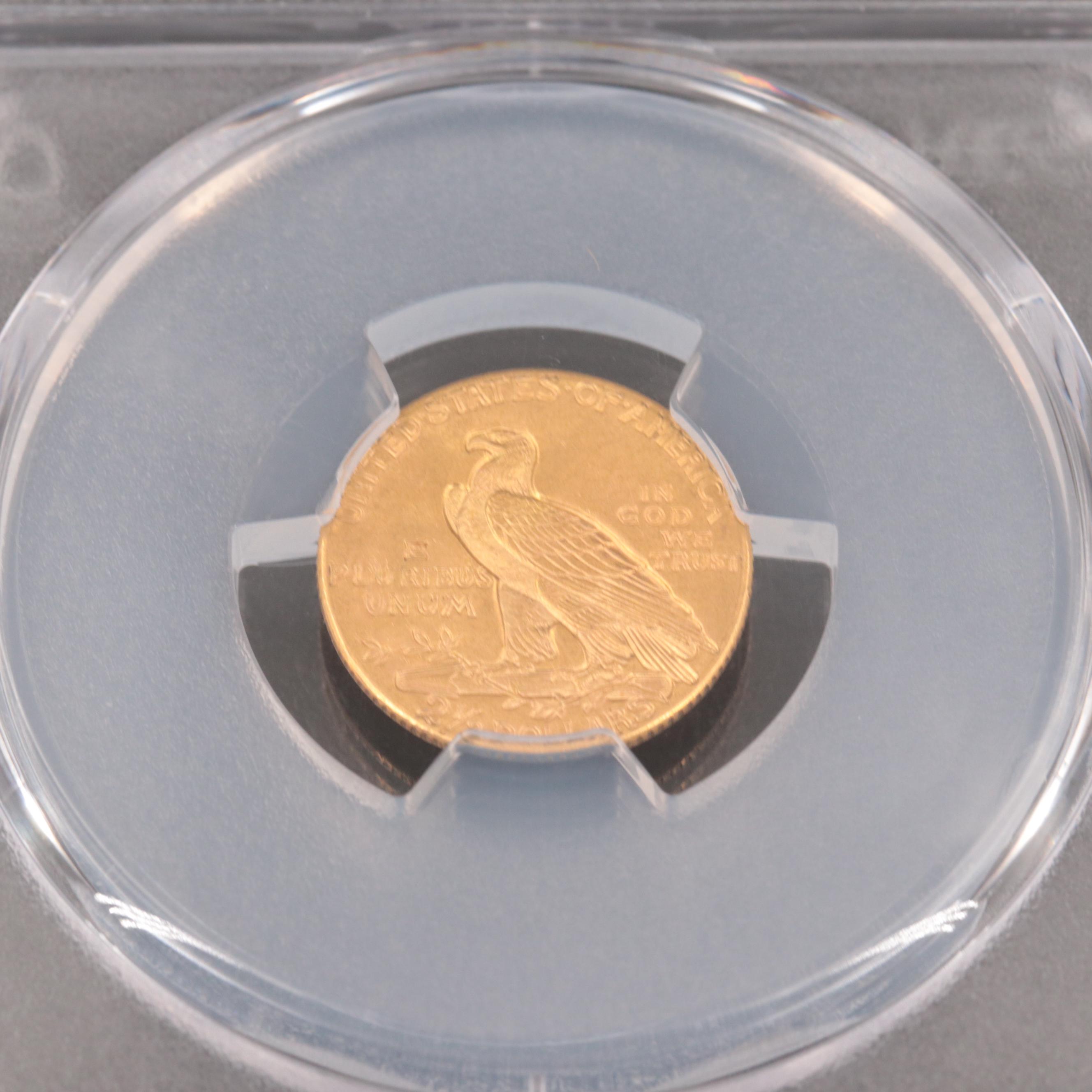 PCGS Graded MS63 1911 Indian $2 1/2 Quarter Eagle Gold Coin | EBTH