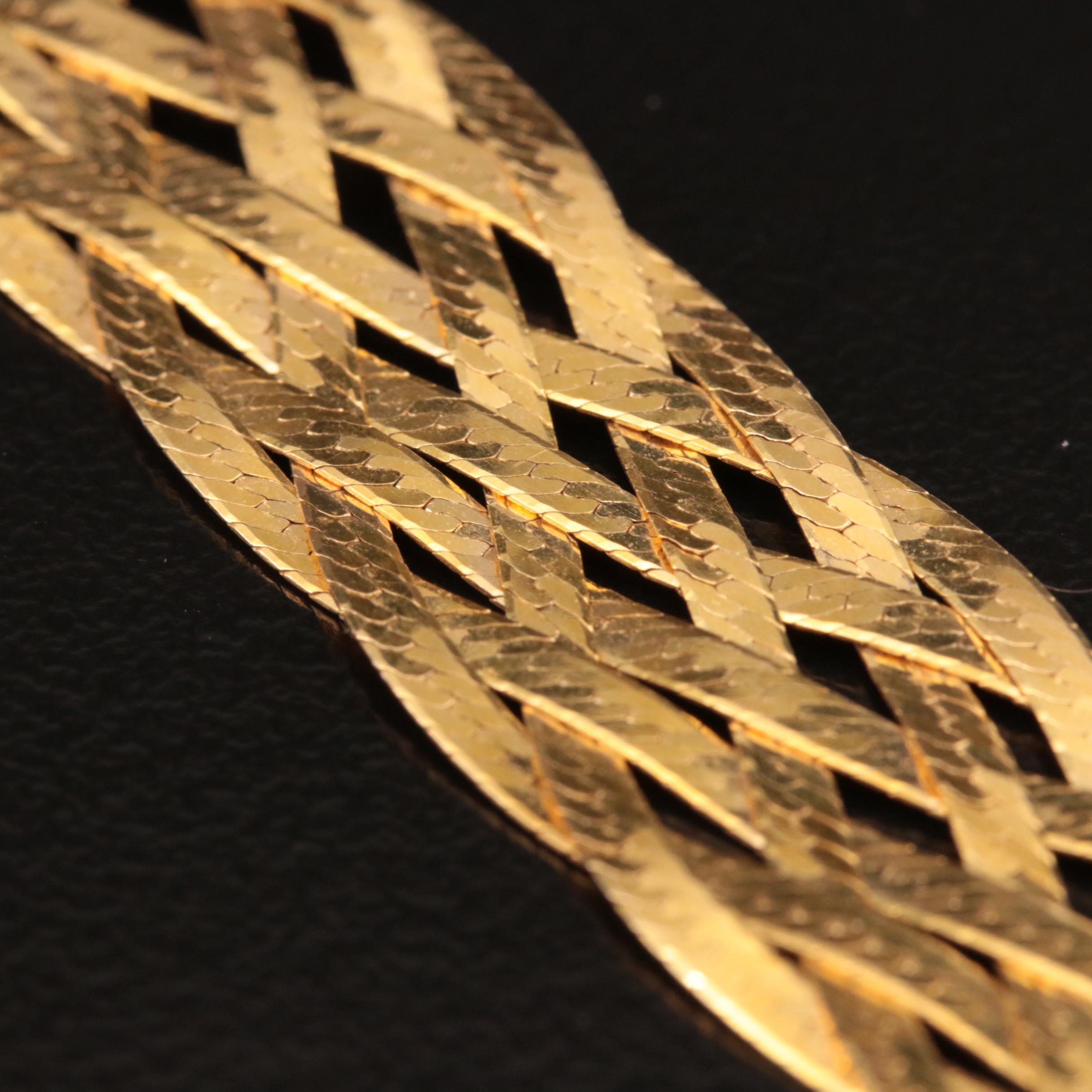 18K Braided Herringbone Chain Bracelet | EBTH
