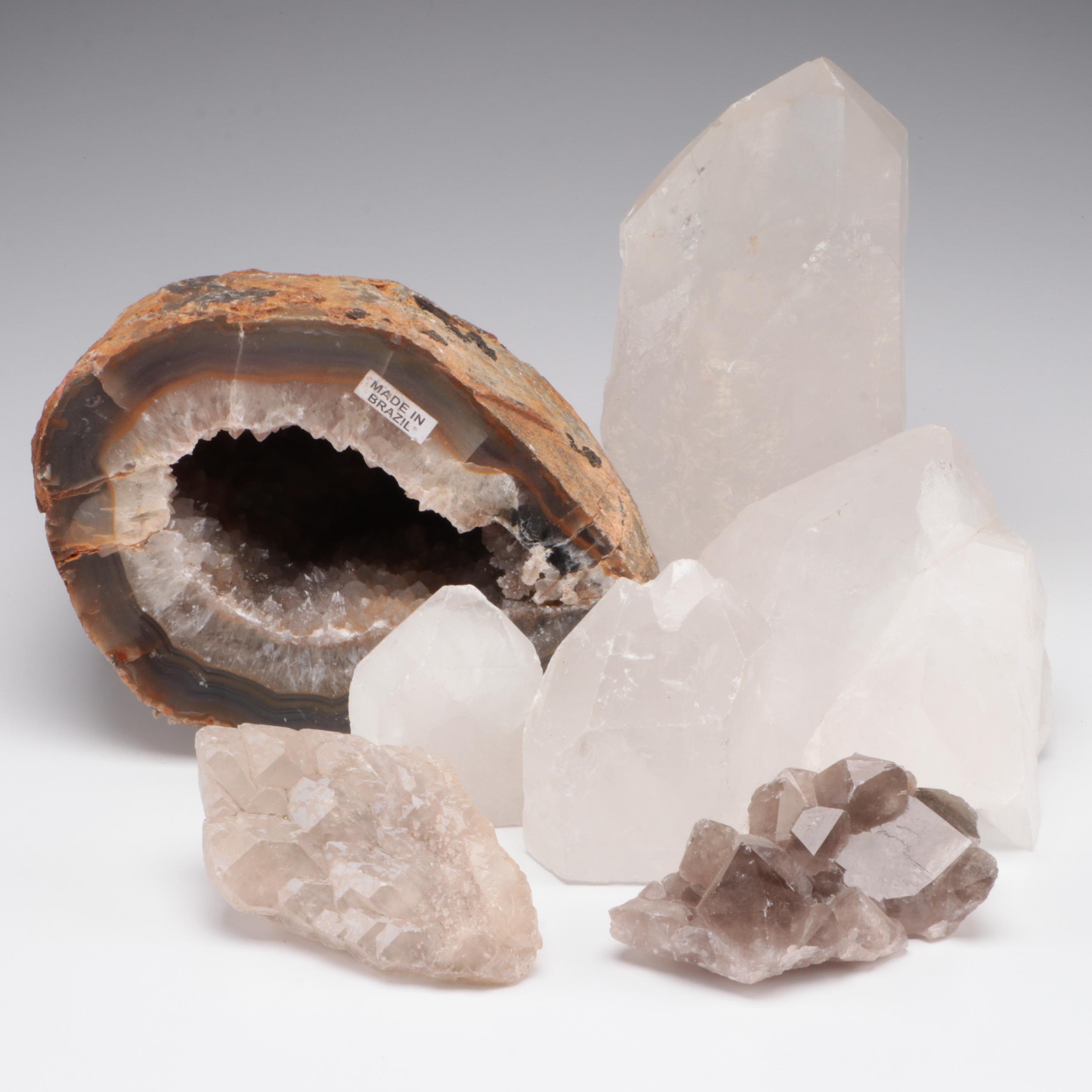 Agate Geode Specimen with Quartz Points and Clusters | EBTH