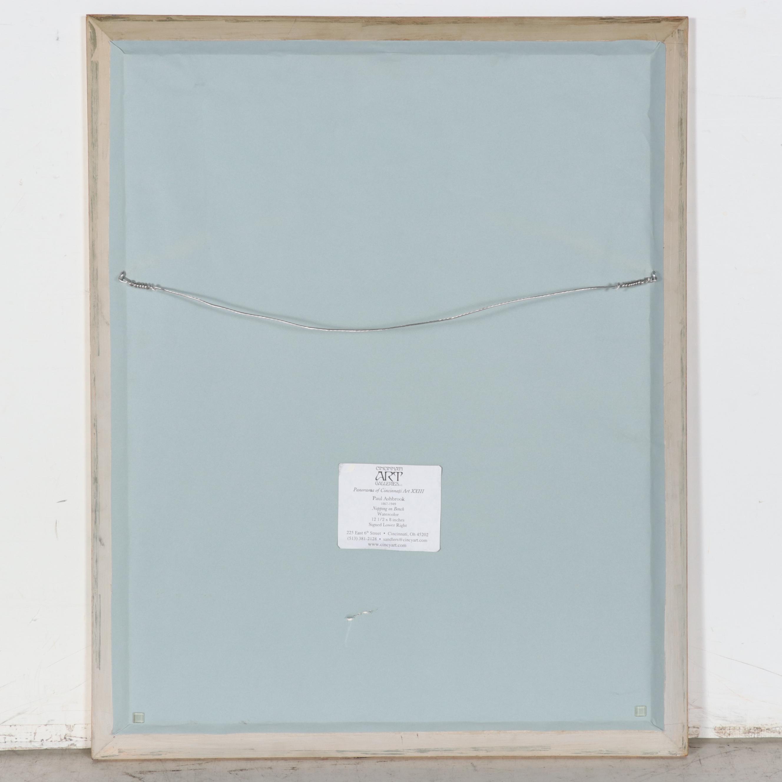 Paul Ashbrook Watercolor Painting "Napping on Bench" | EBTH