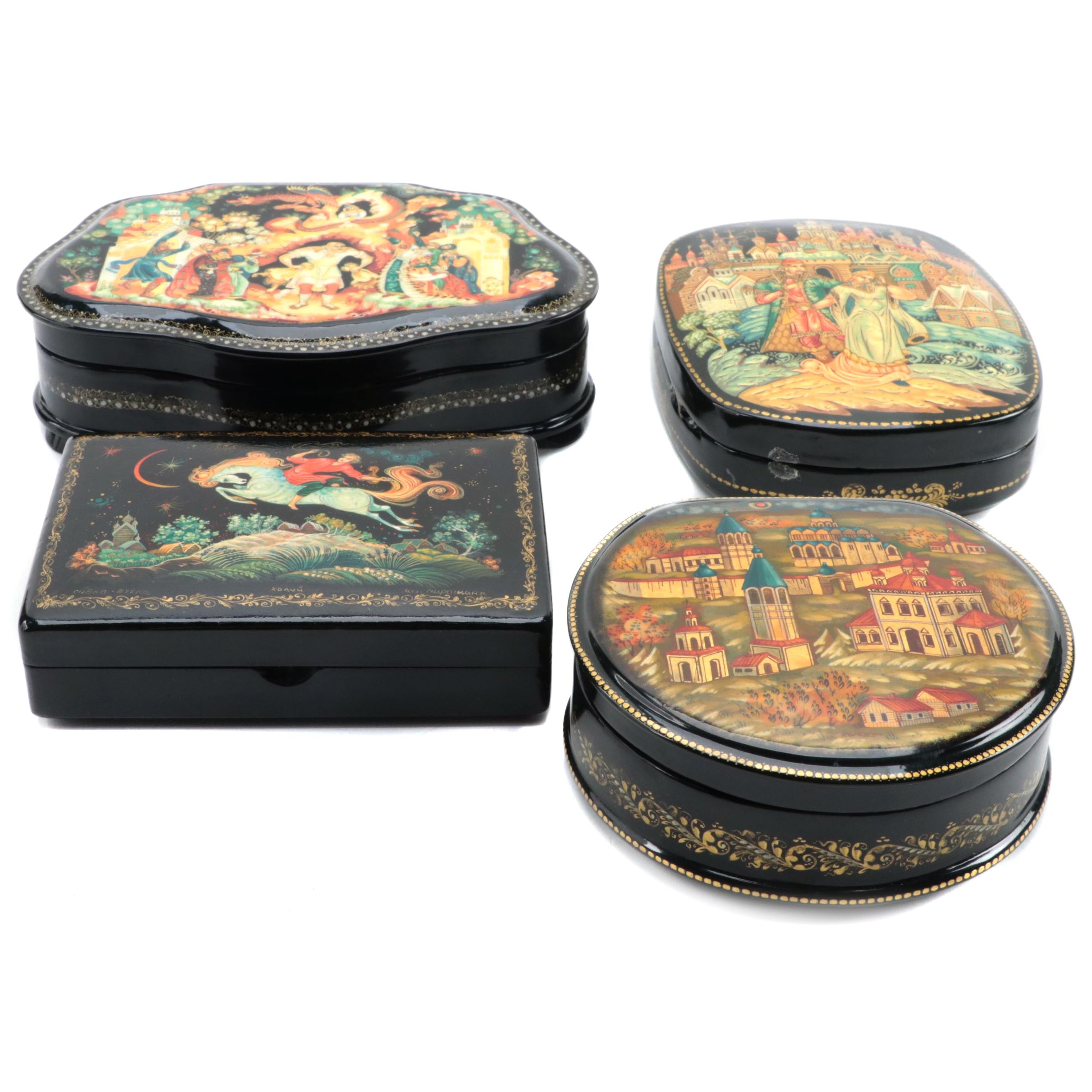 Russian Palekh, Kholuy and Other Hand-Painted Fairytale Lacquer Boxes ...