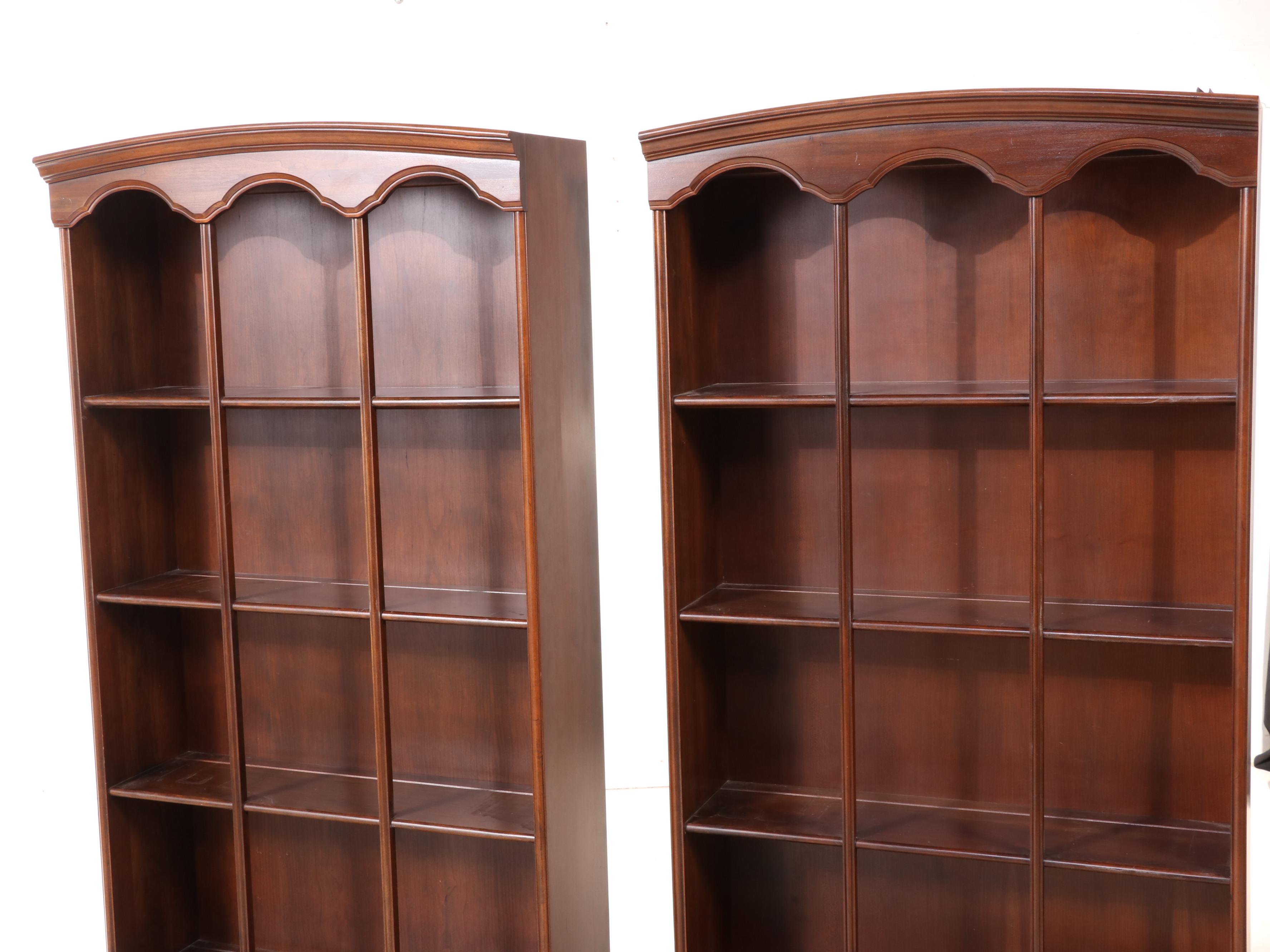 Two Ethan Allen Early American Style Maple Library Bookcases, Late 20th ...