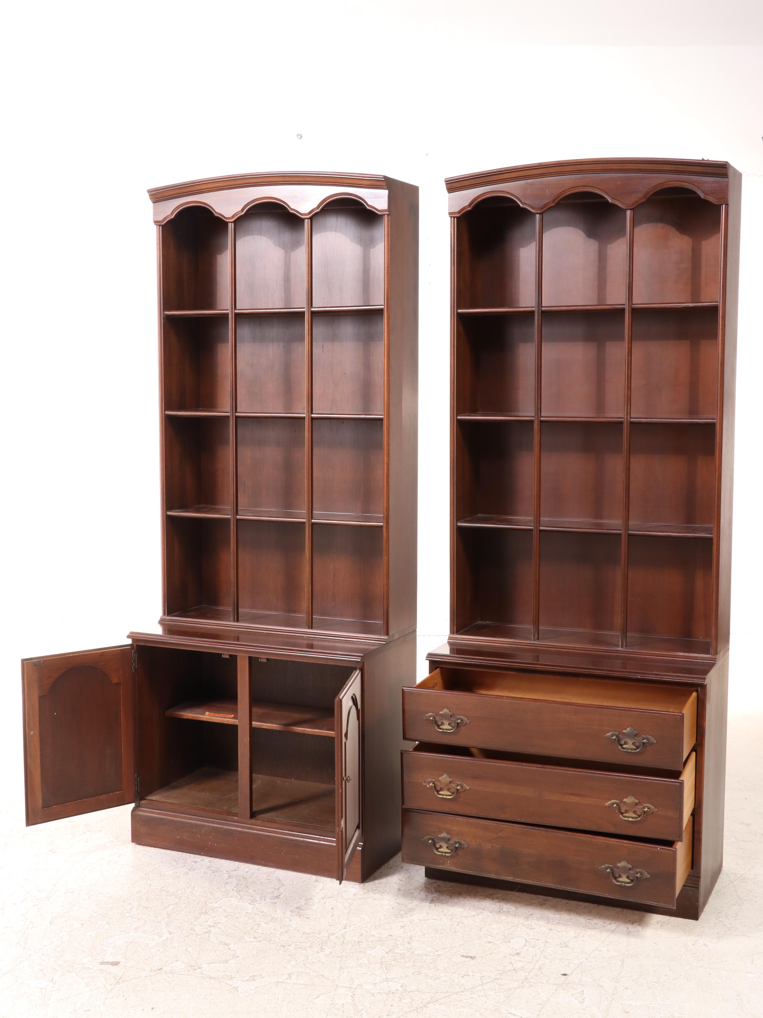 Two Ethan Allen Early American Style Maple Library Bookcases, Late 20th ...