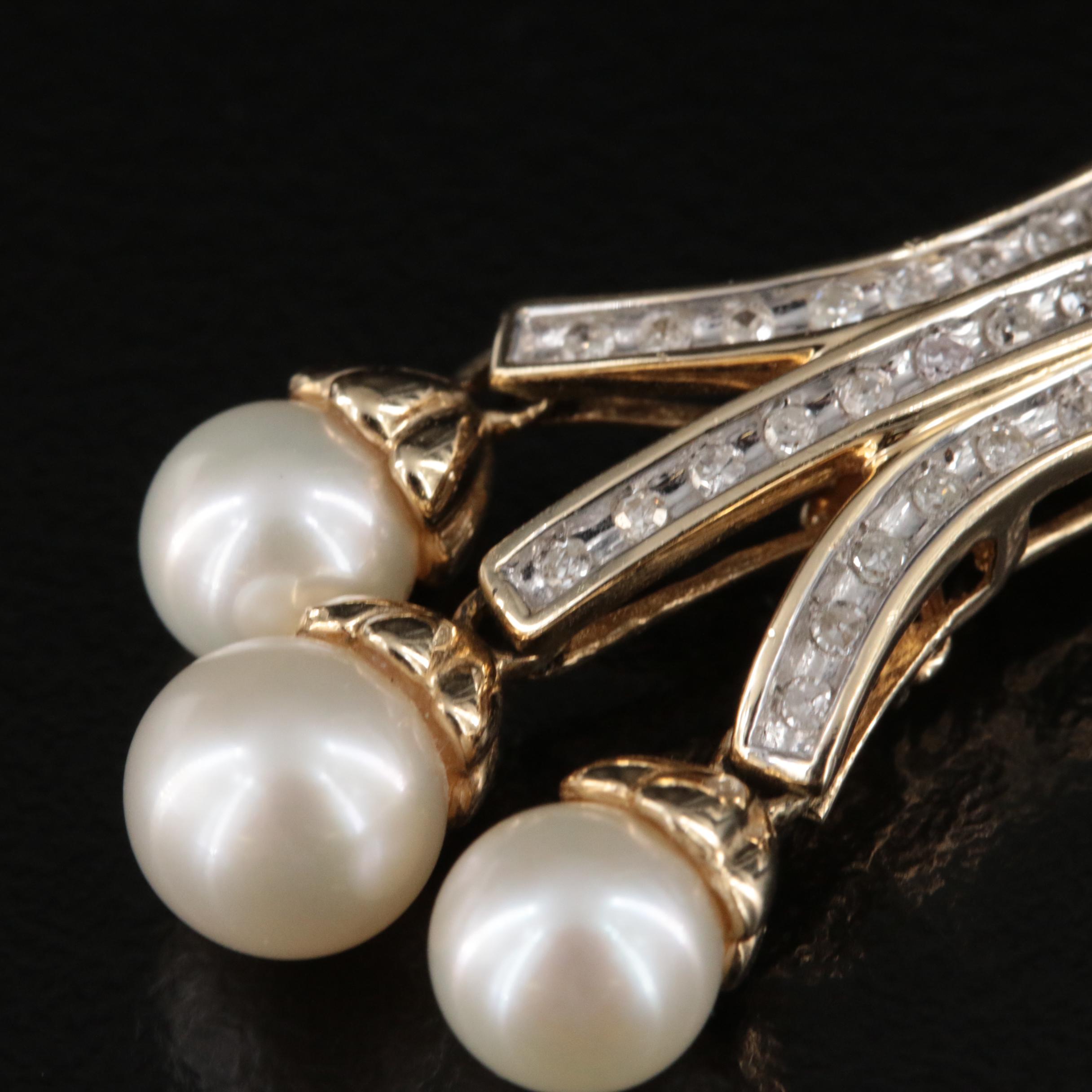 14K Pearl and Diamond Enhancer Pendant | EBTH