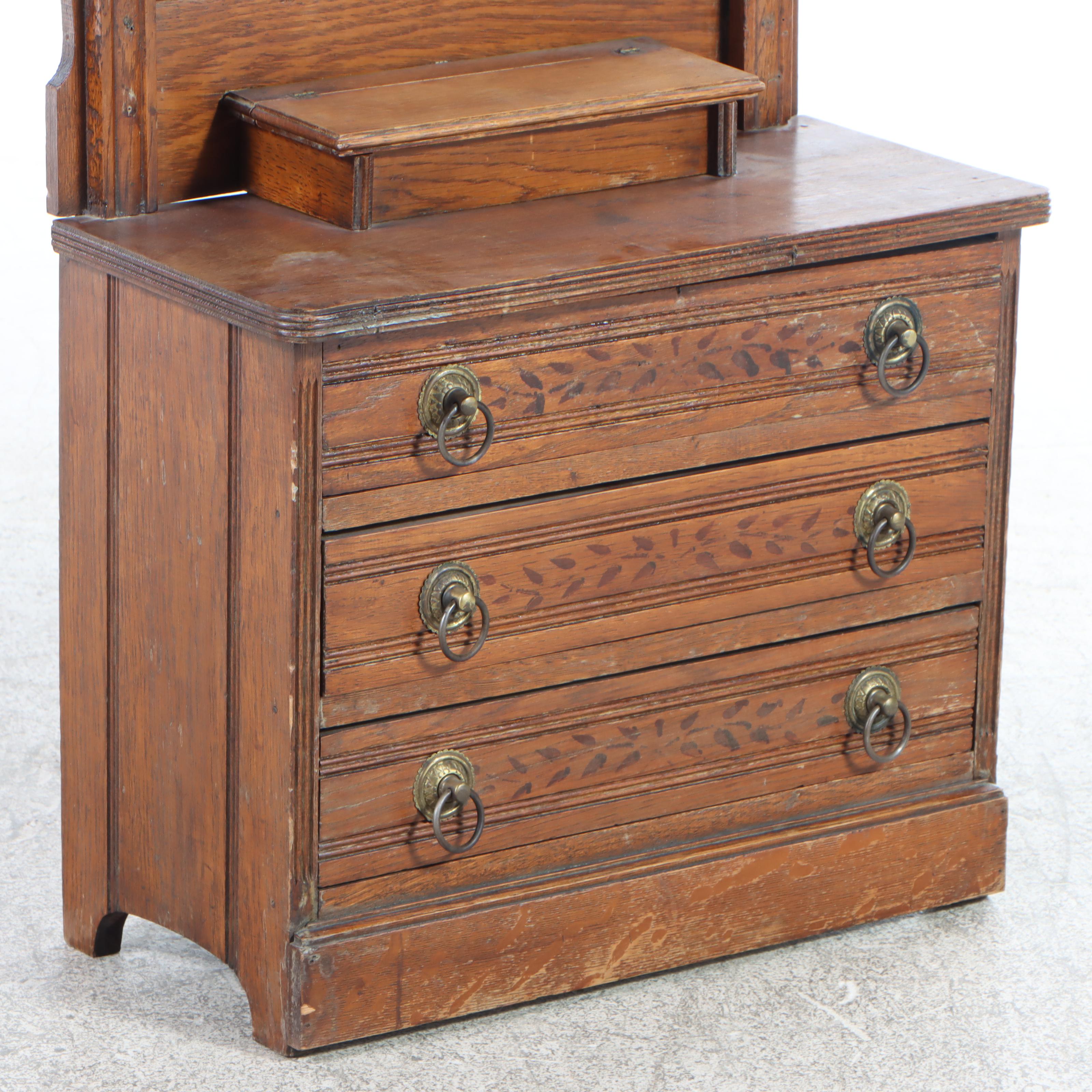 Late Victorian Paint-Decorated Oak Three-Drawer Dresser, circa 1900 | EBTH