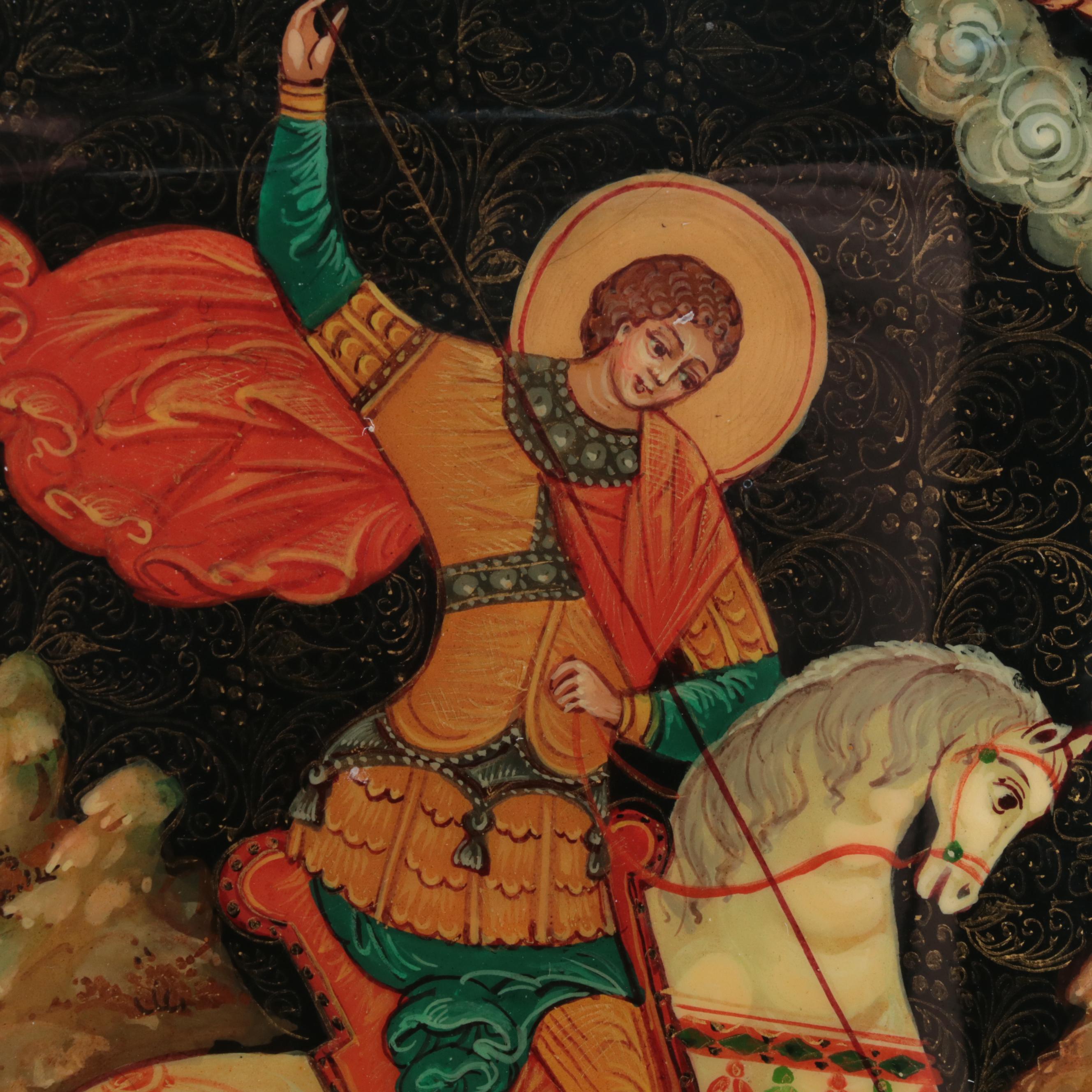 Russian "Saint George and the Dragon" with Other Hand-Painted Lacquer ...